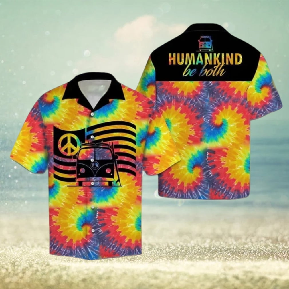 Hippie Car Humankind Be Both Peace Sign Flag On Swirl Tie Dye Hawaiian ...
