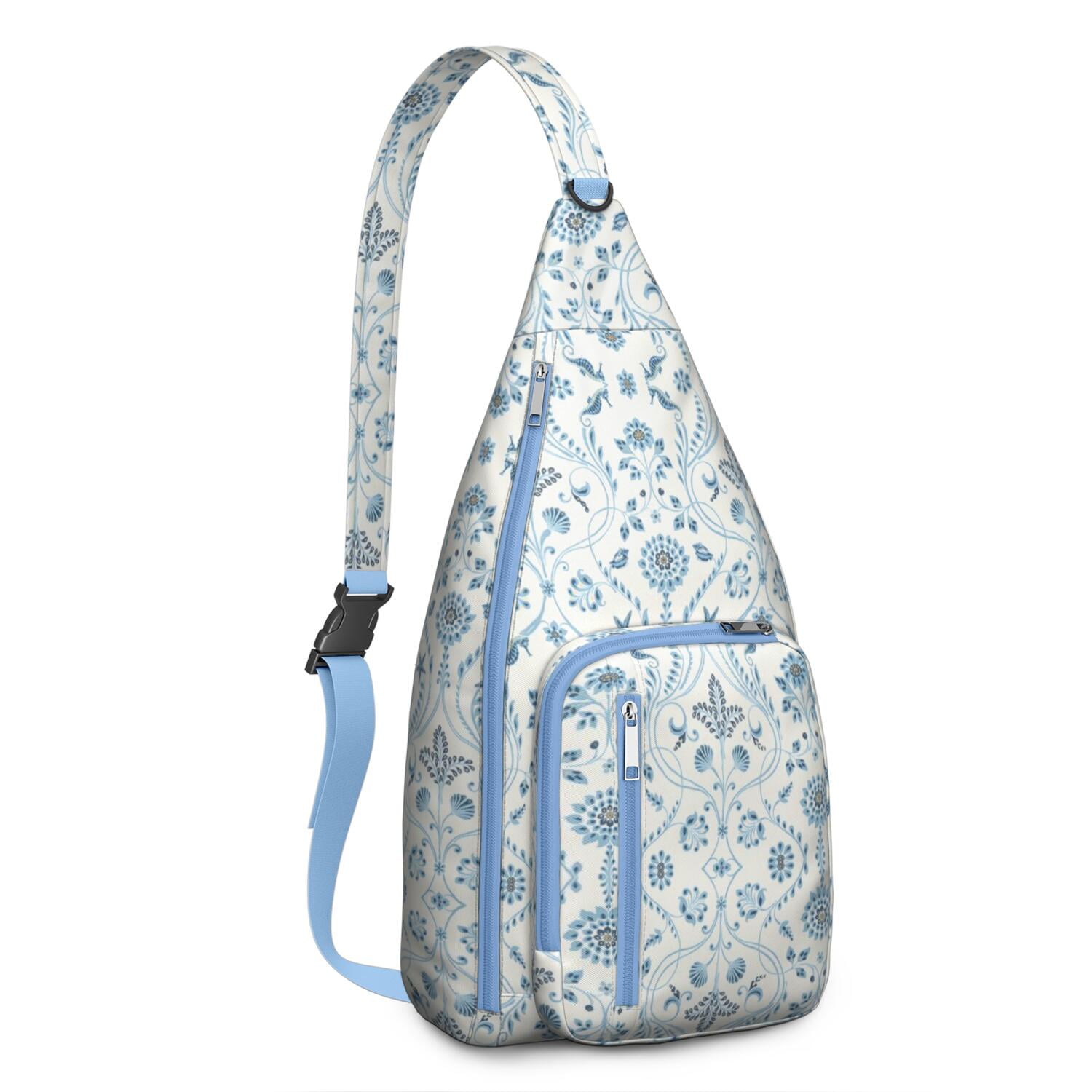 Hippie Chic Sling Backpack - Retro Floral Crossbody Bag, Multi-Pocket ...
