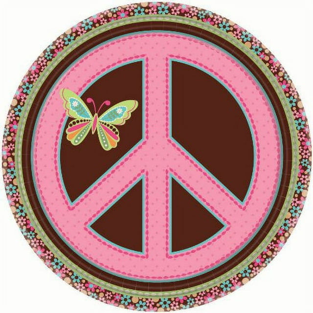 Hippie Chick Peace 7 Inches Dessert Plates Package of 8 - Walmart.com