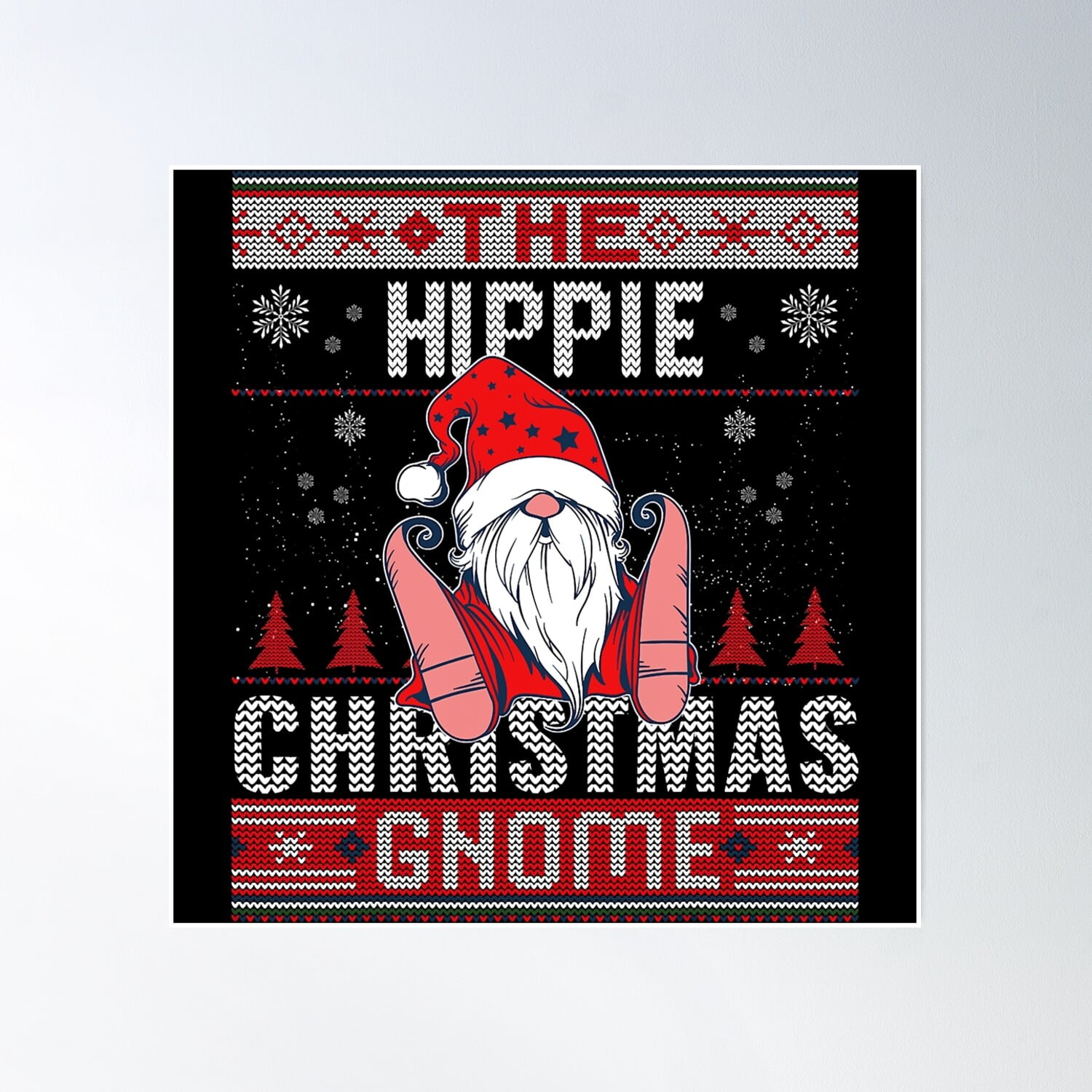Hippie Christmas Gnome Matching Family Ugly Poster Wall Art, Modern ...