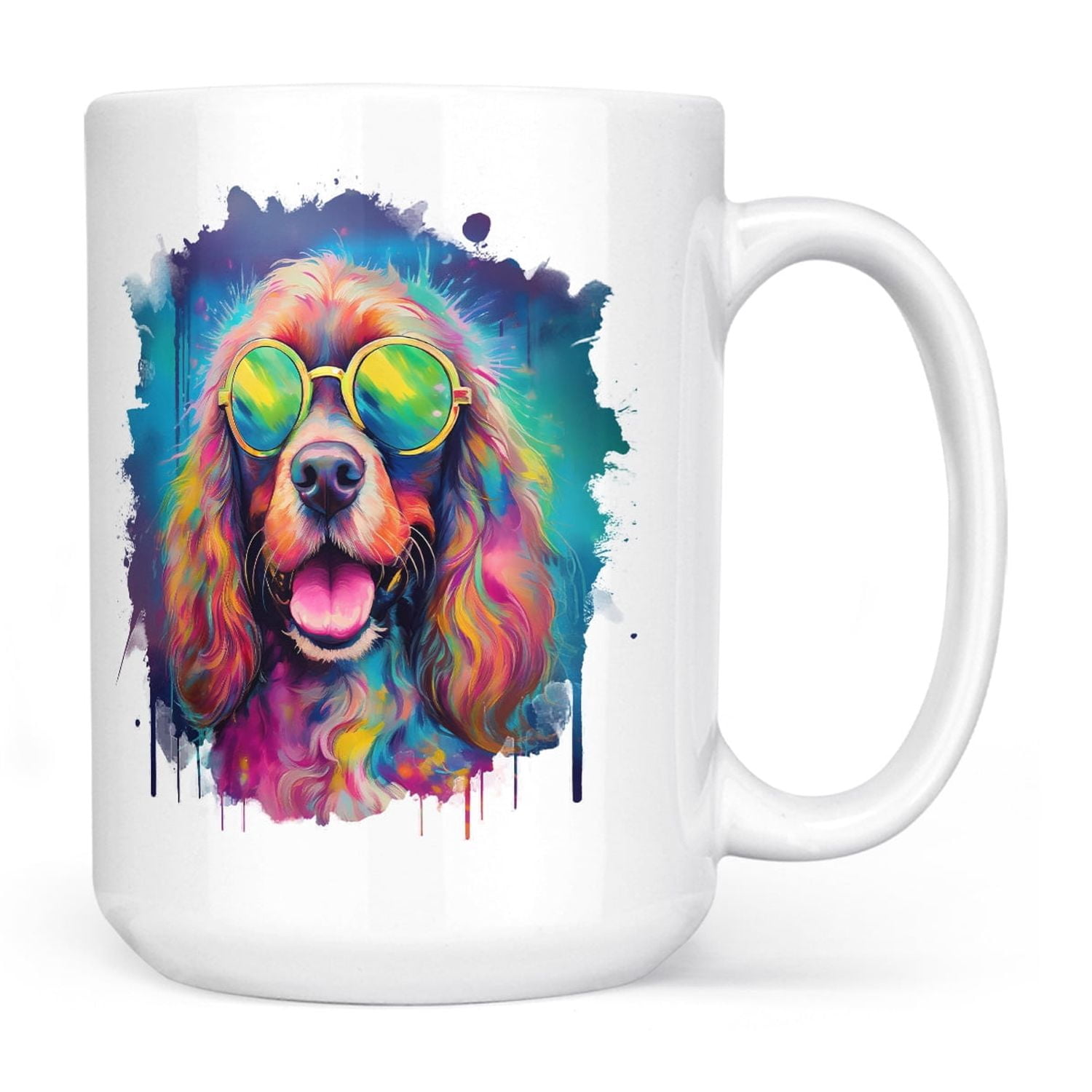 Hippie Cocker Spaniel Portrait oil painting Watercolor Tie-dye Vintage ...