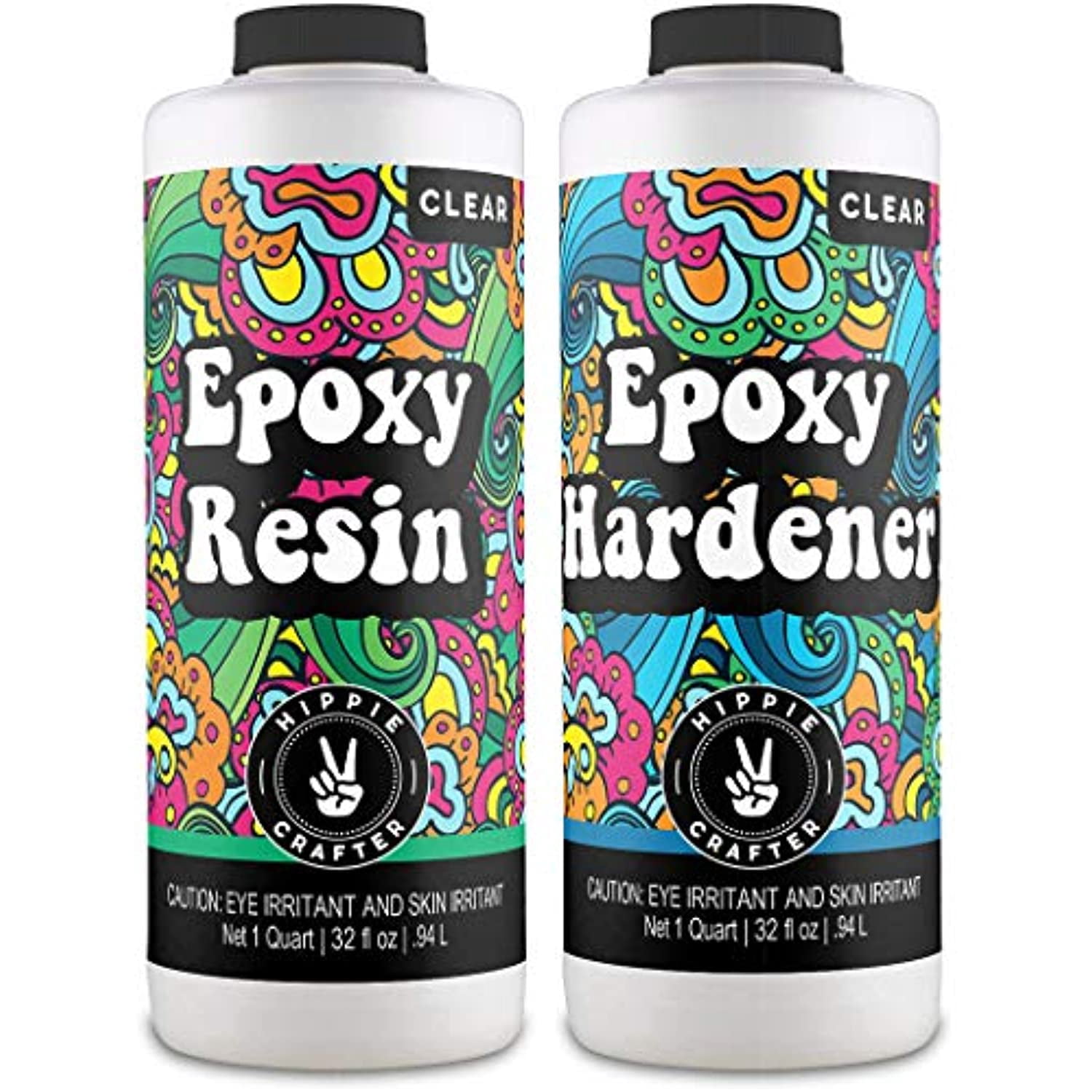 Hippie Crafter Epoxy Resin Kit, Crystal Clear, 2-Part Countertop, 1/2 ...