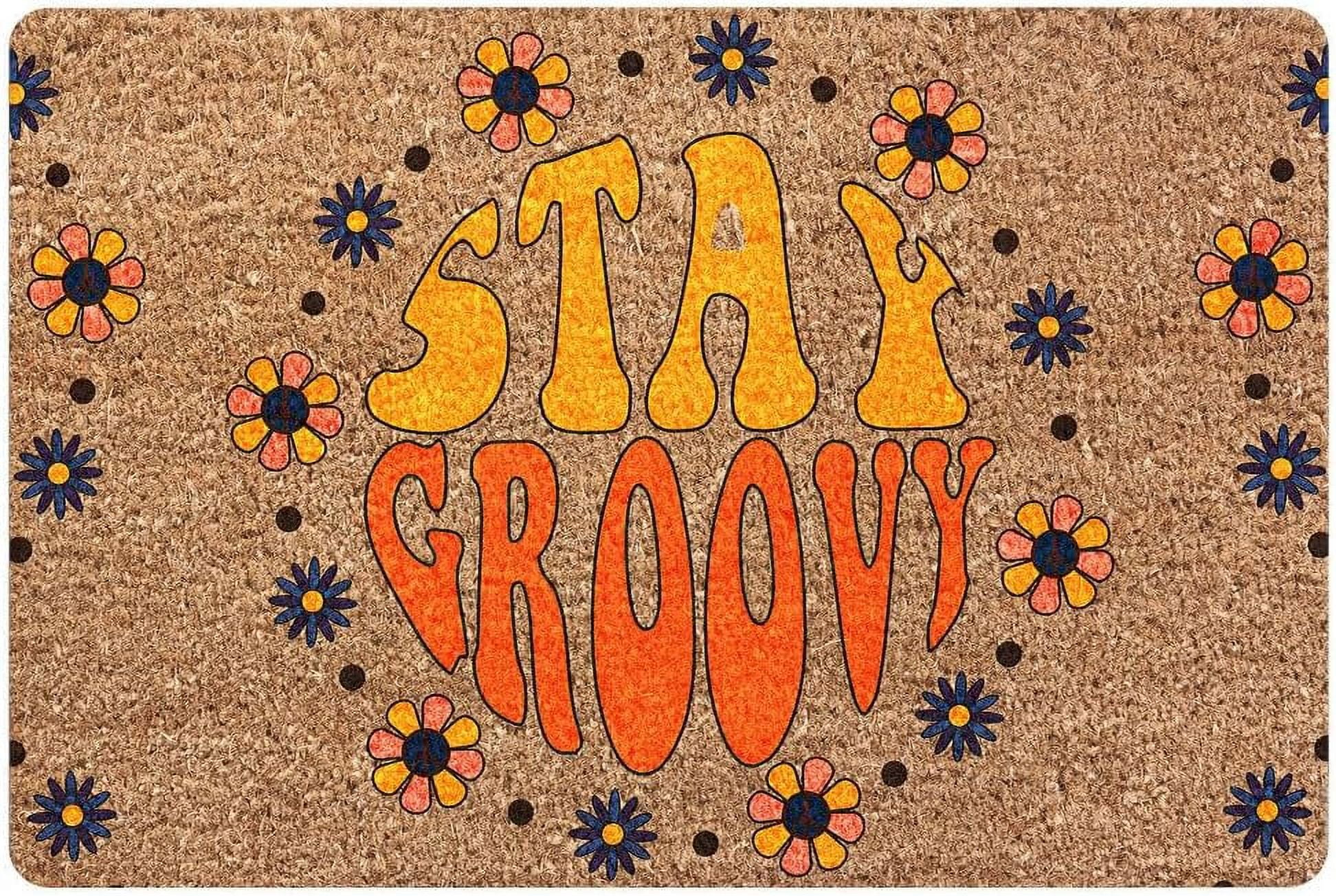 Hippie Door Mat Hippie Hippy Flower Stay Groovy Vintage Welcome Non ...