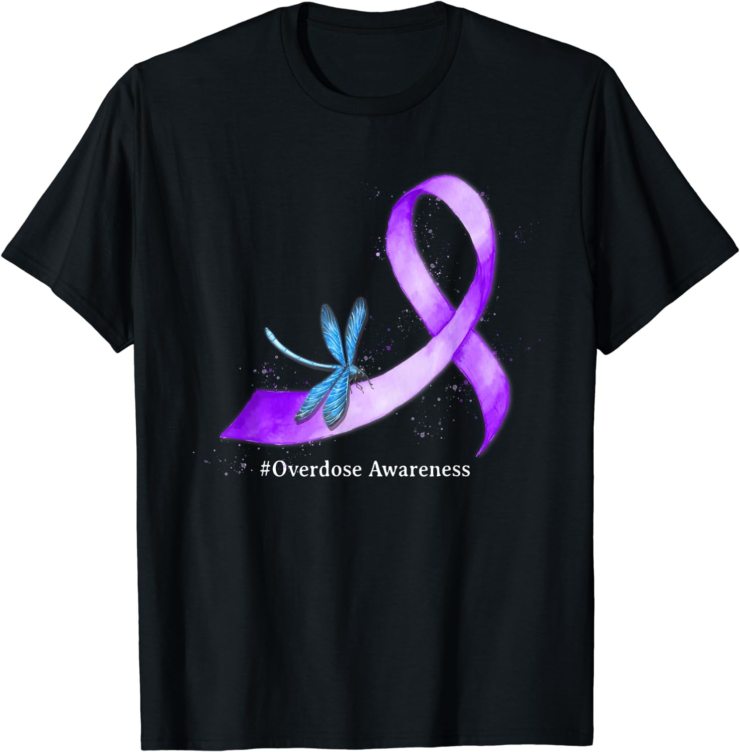 Hippie Dragonfly Purple Ribbon Overdose Awareness T-Shirt - Walmart.com