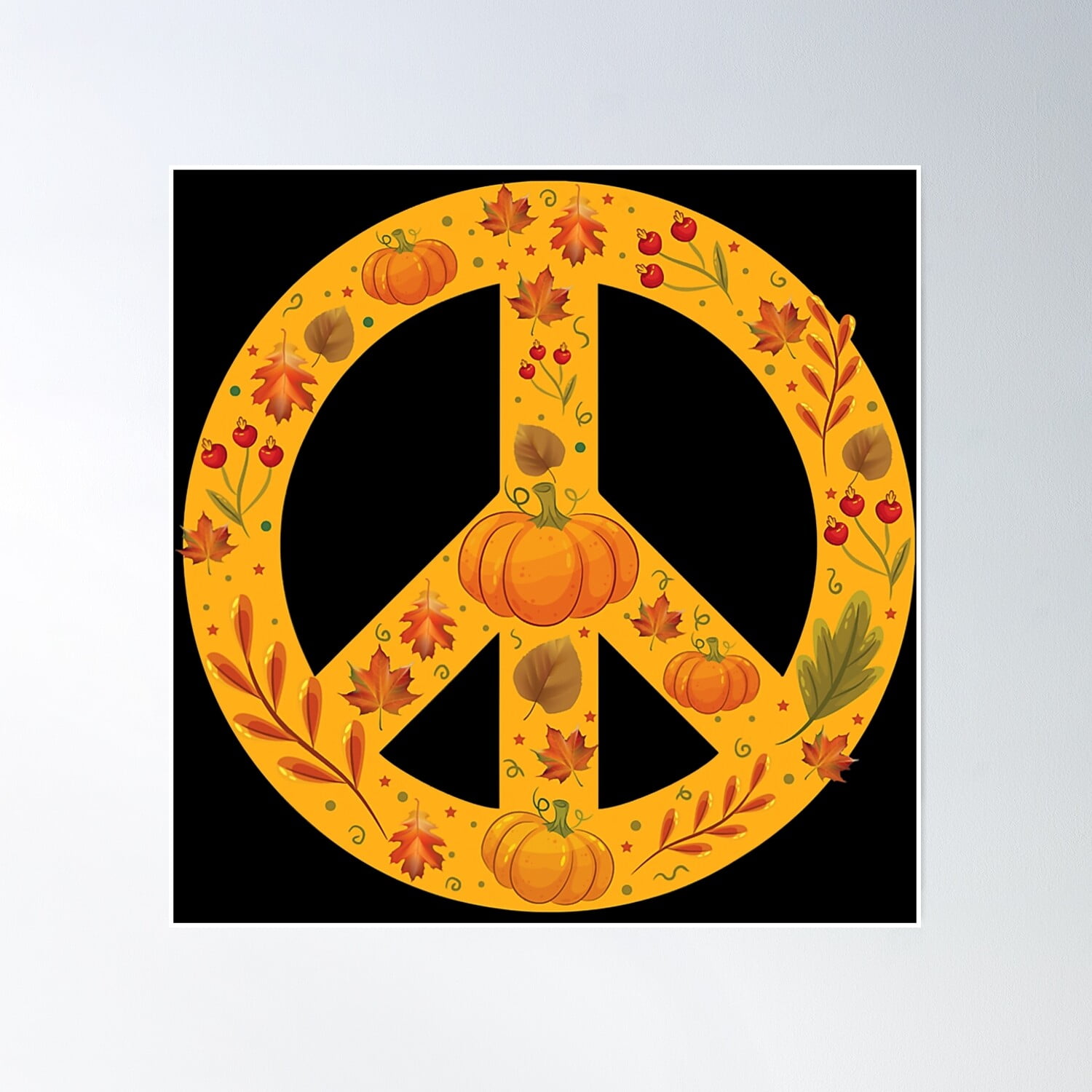 Hippie Fall Autumn Poster Wall Art, Modern Wall Decor, 24x24 UNFRAMED ...