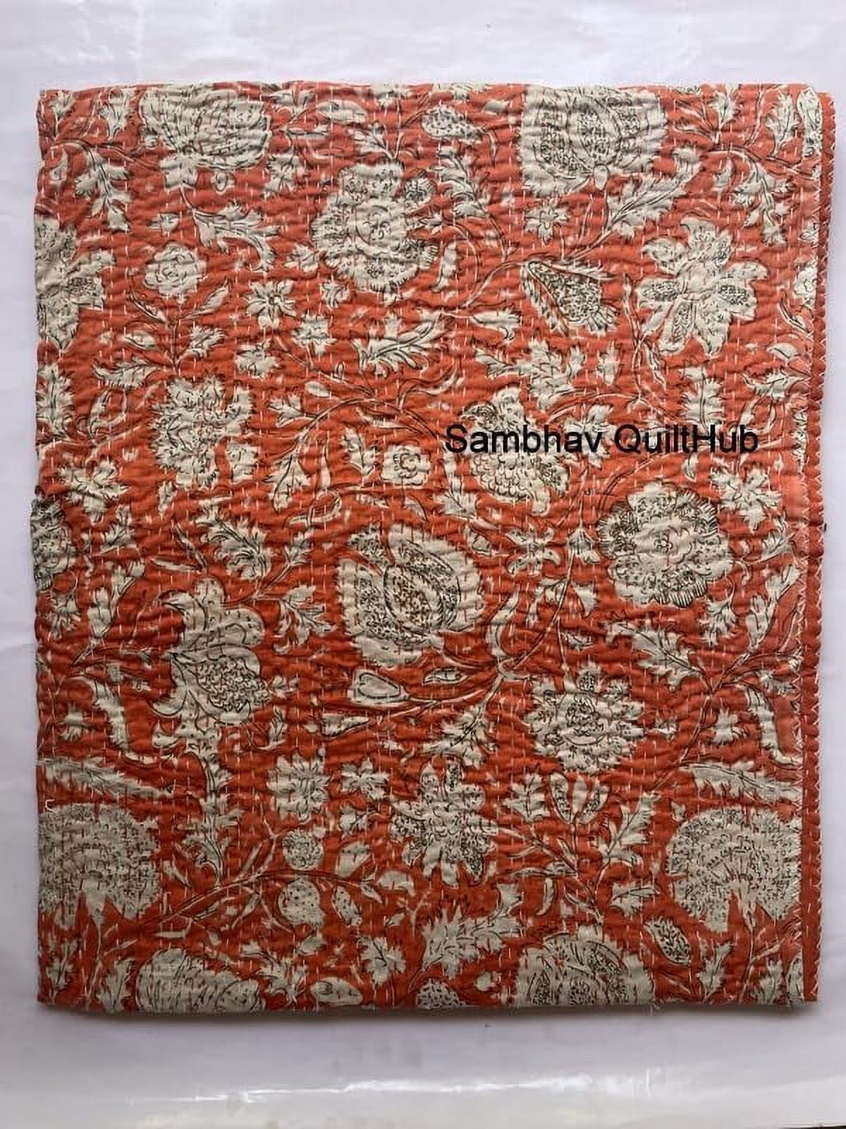 Hippie Floral Handblock Handmade Cotton Block Kantha Quilting Vintage ...