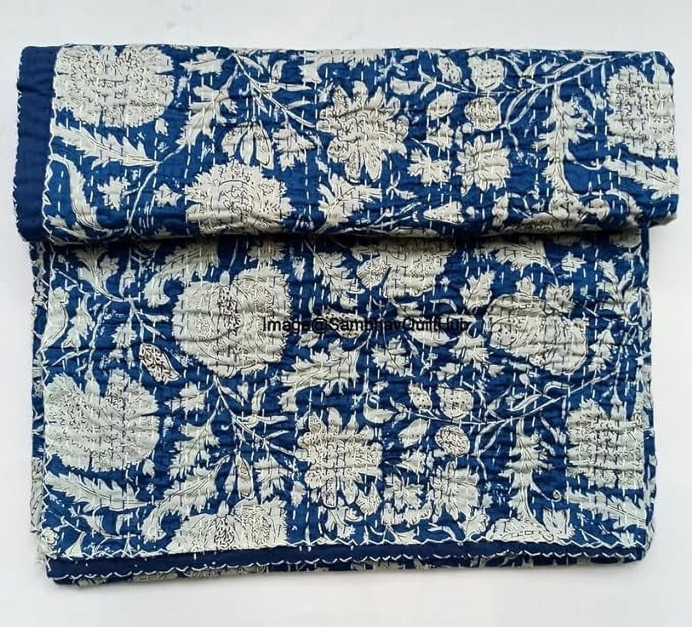 Hippie Floral Handblock Handmade Cotton Block Kantha Quilting Vintage ...
