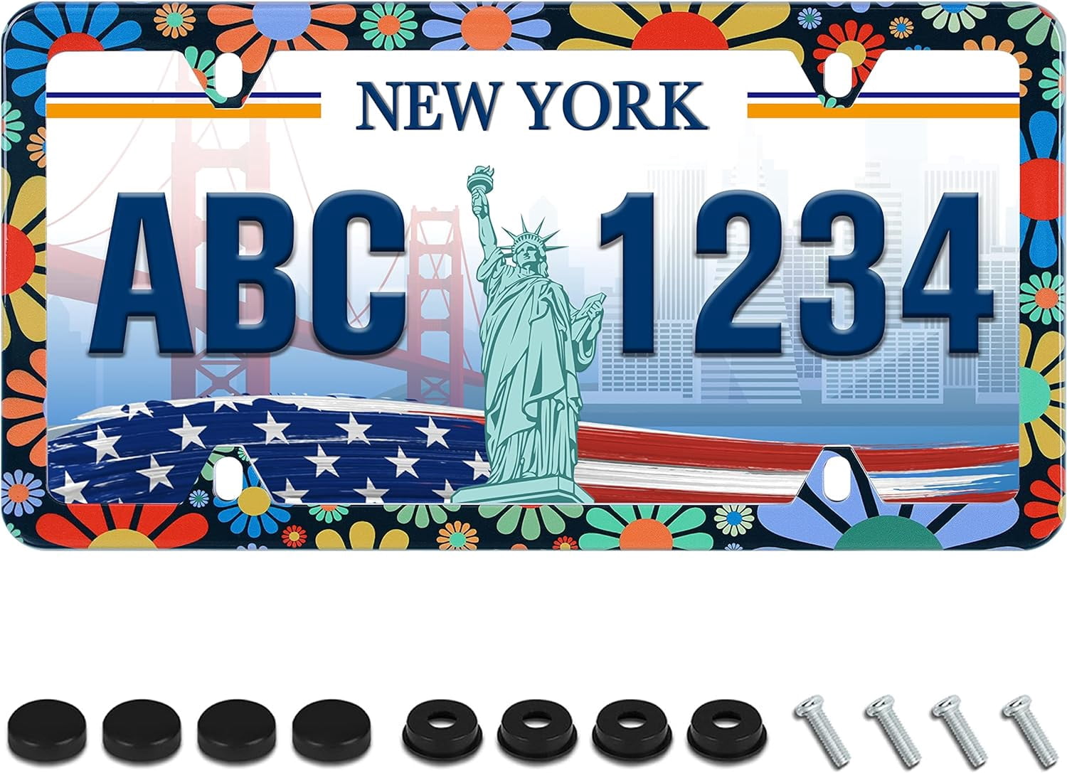 Hippie Flower License Plate Frame Colorful Floral License Plate Holder ...