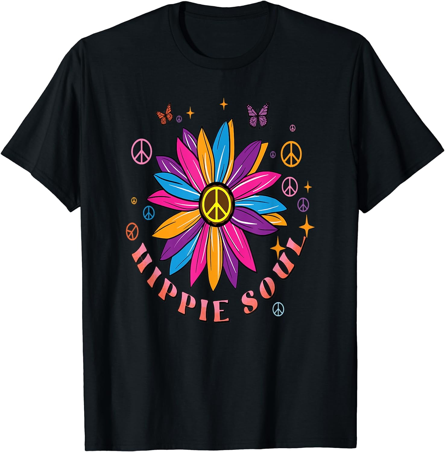 Hippie Flower Peace Soul Love Happy T-Shirt - Walmart.com