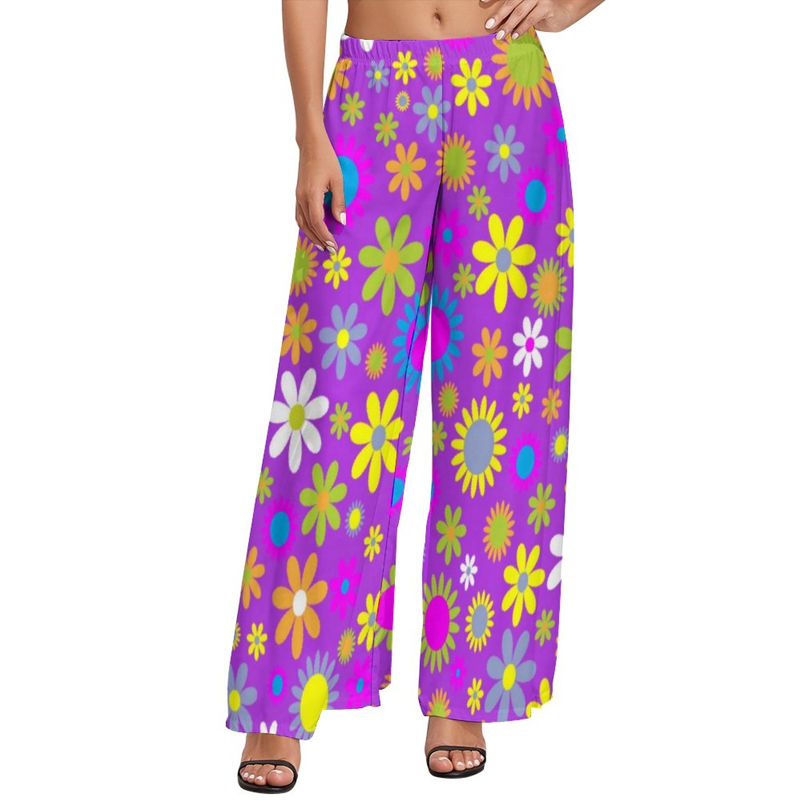 Hippie Flower Power Pants Women Peace Colorful 60s Retro Korean Fashion ...