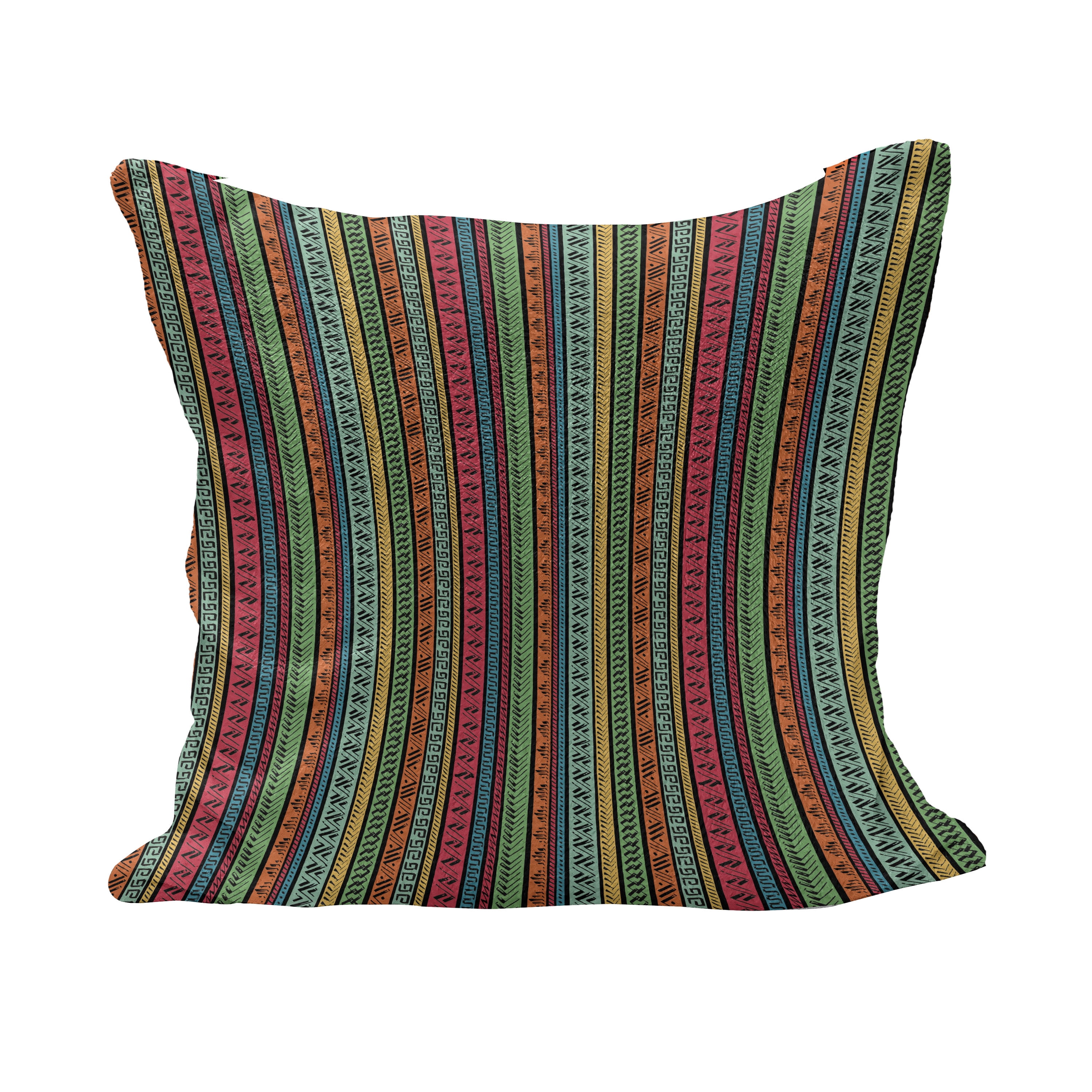 Hippie Fluffy Throw Pillow Cushion Cover, Hand Drawn Vertical Borders ...