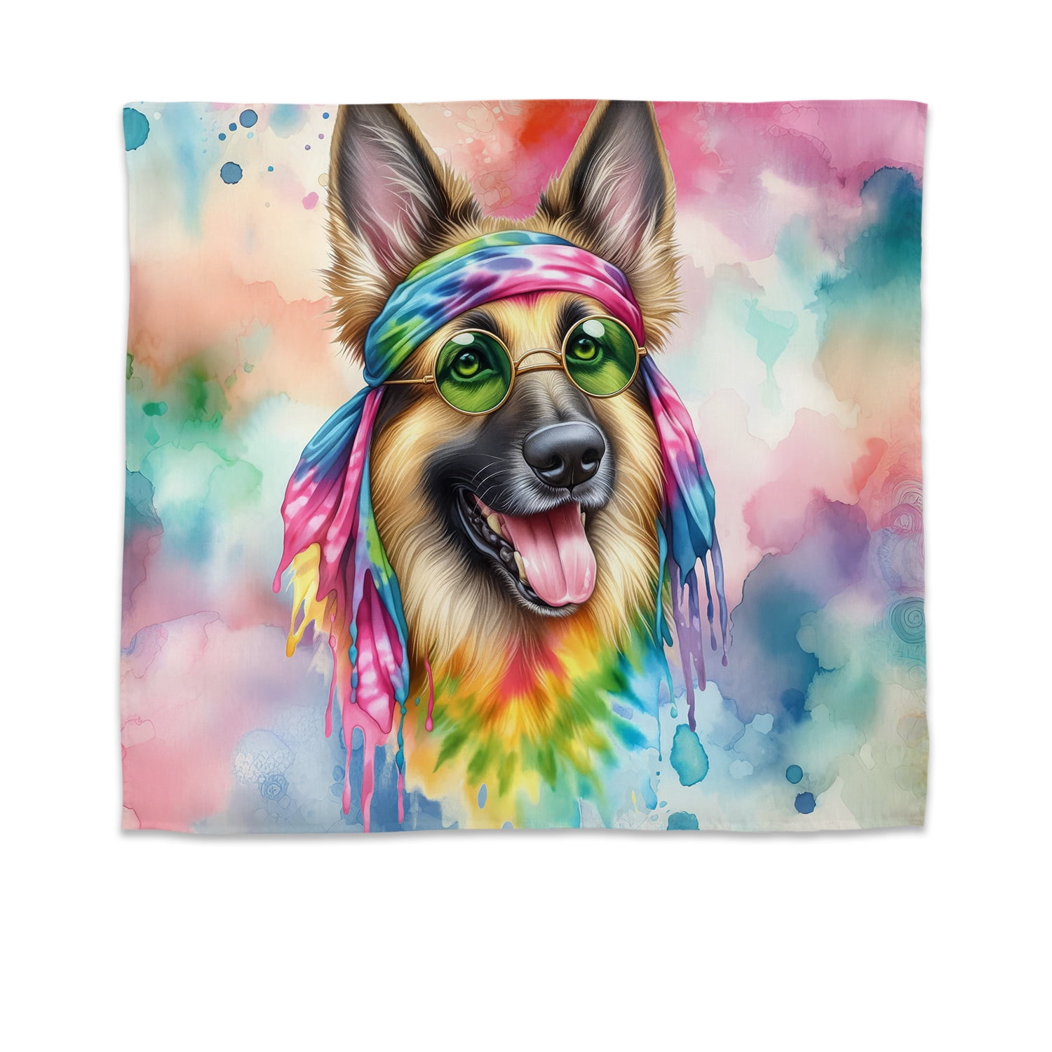 Hippie German Shepherd Portrait Watercolor Tie-Dye Vintage Styles ...