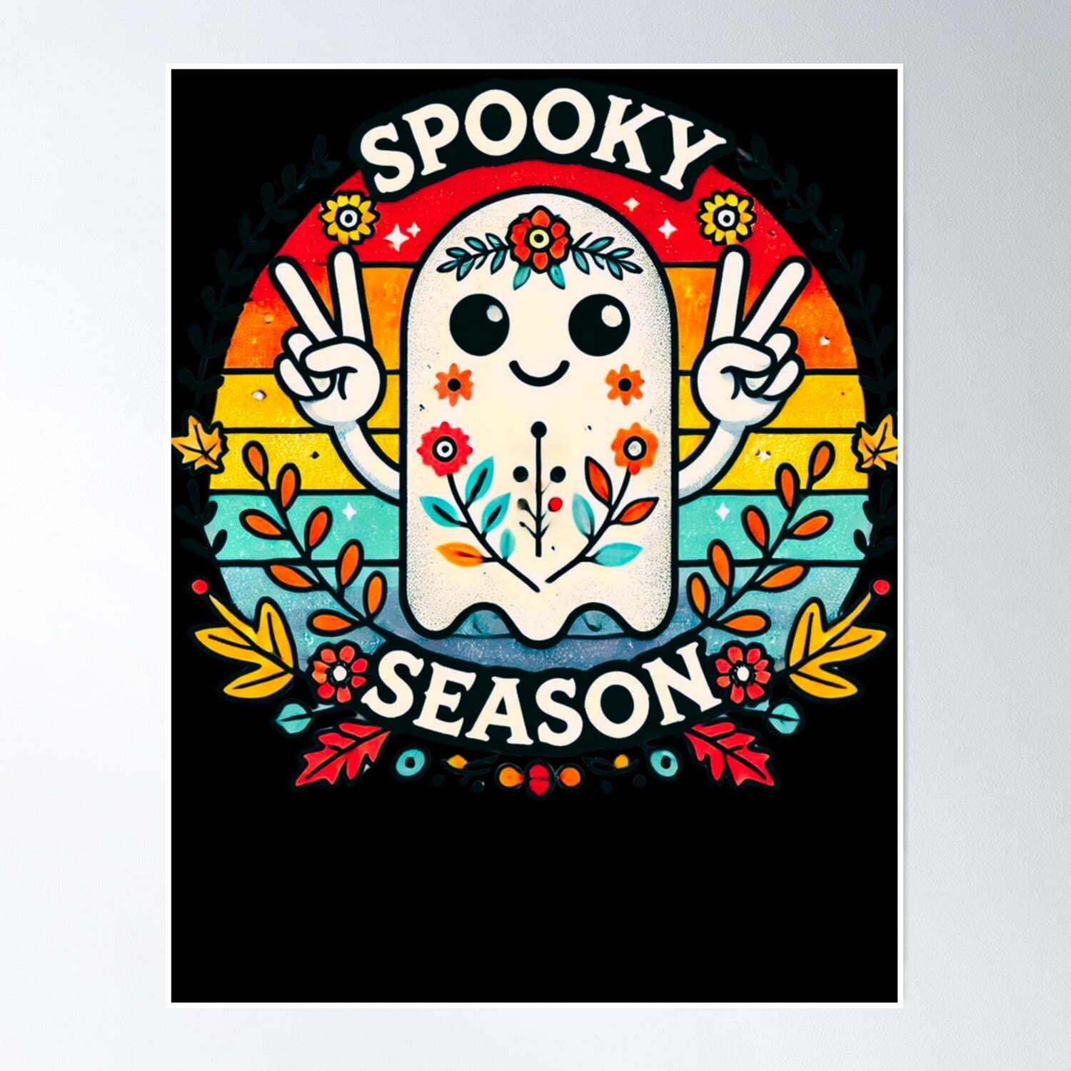 Hippie Ghost Halloween Poster Wall Art, Modern Wall Decor, 24x36 ...