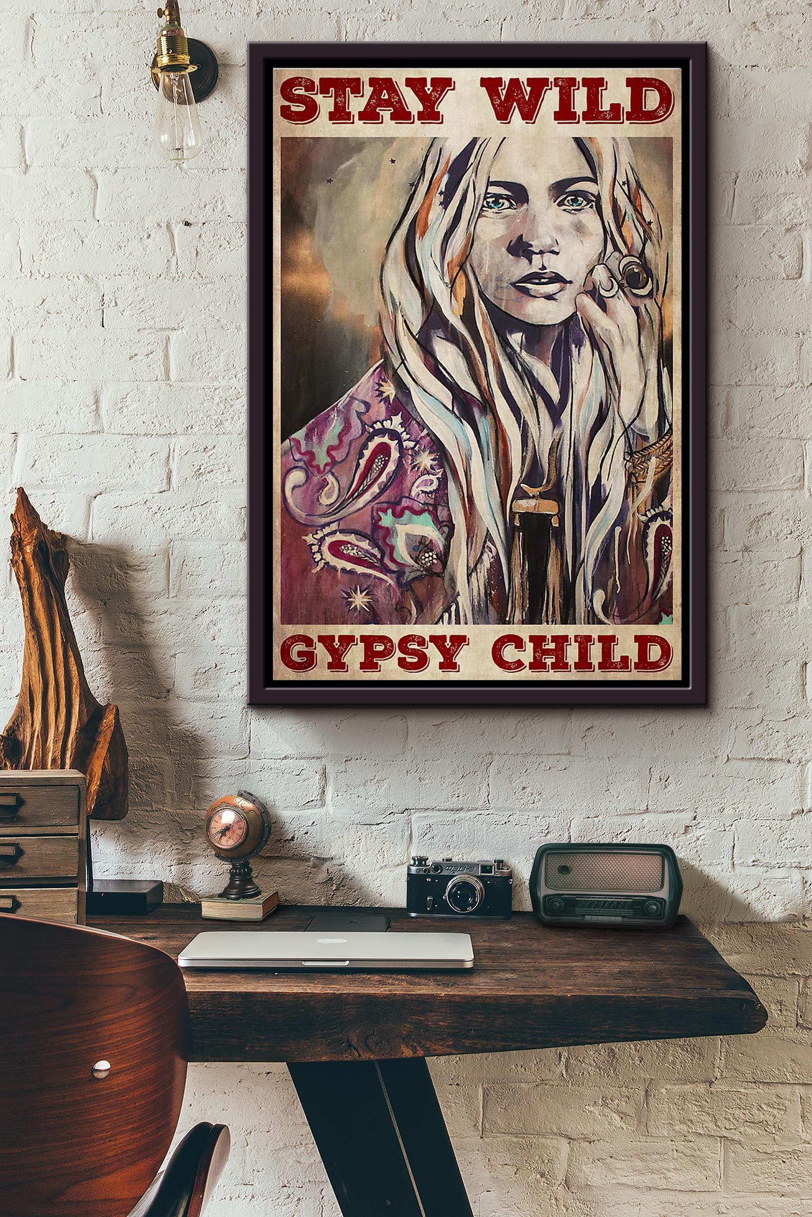 Hippie Girl Stay Wild Gypsy Child Vintage Poster Framed Matte Poster 24 ...