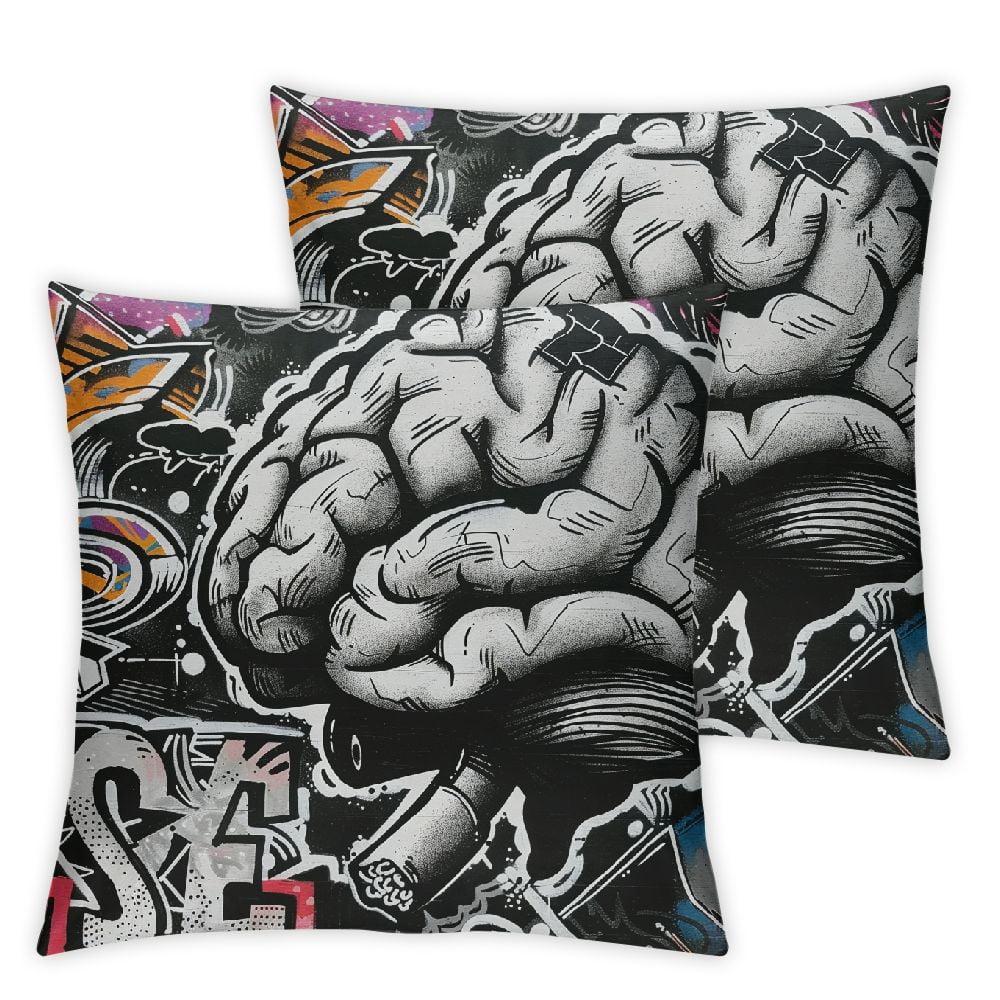 Hippie Graffiti Style Pillow Cover Soft Square Hip Hop Decorative ...
