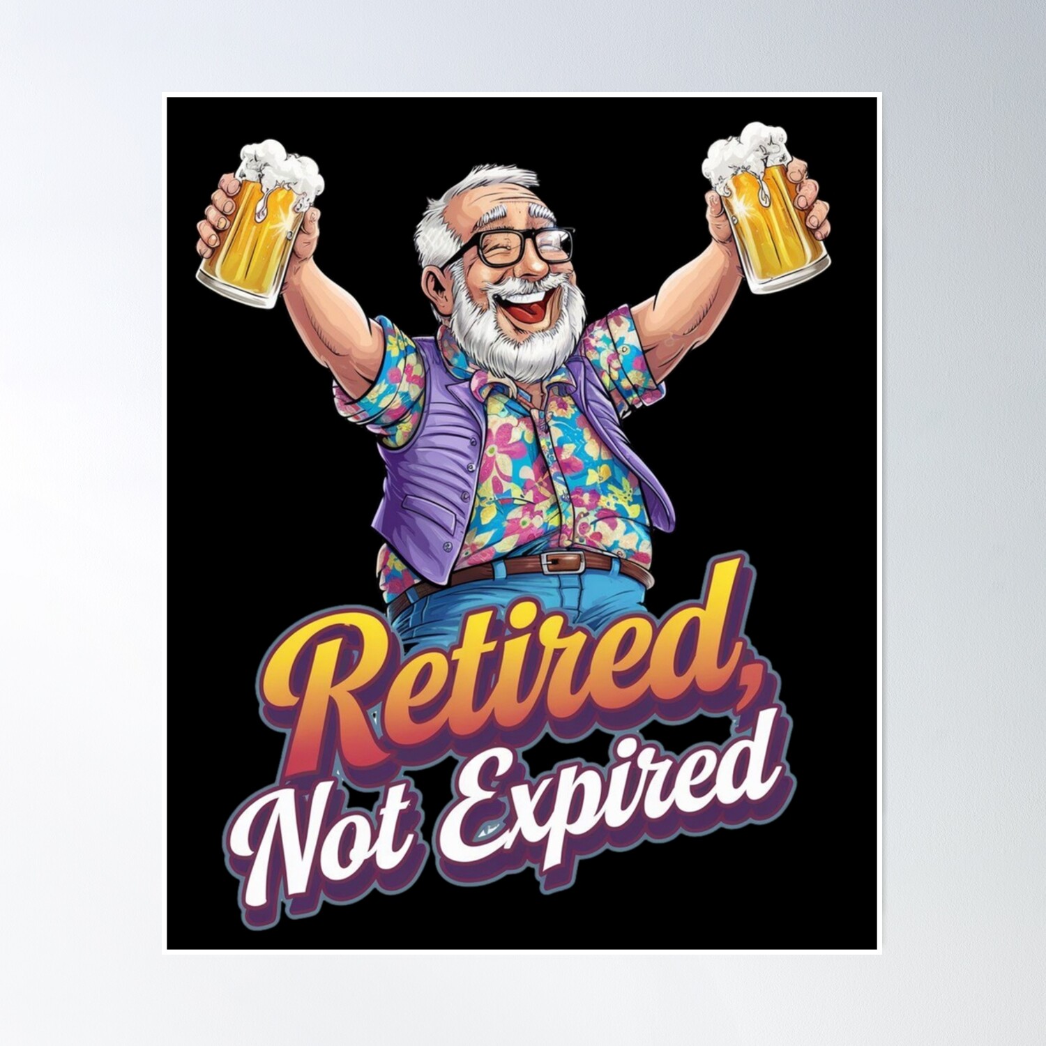 Hippie Grandpa Poster Wall Art, Modern Wall Decor, 24x36 UNFRAMED ...