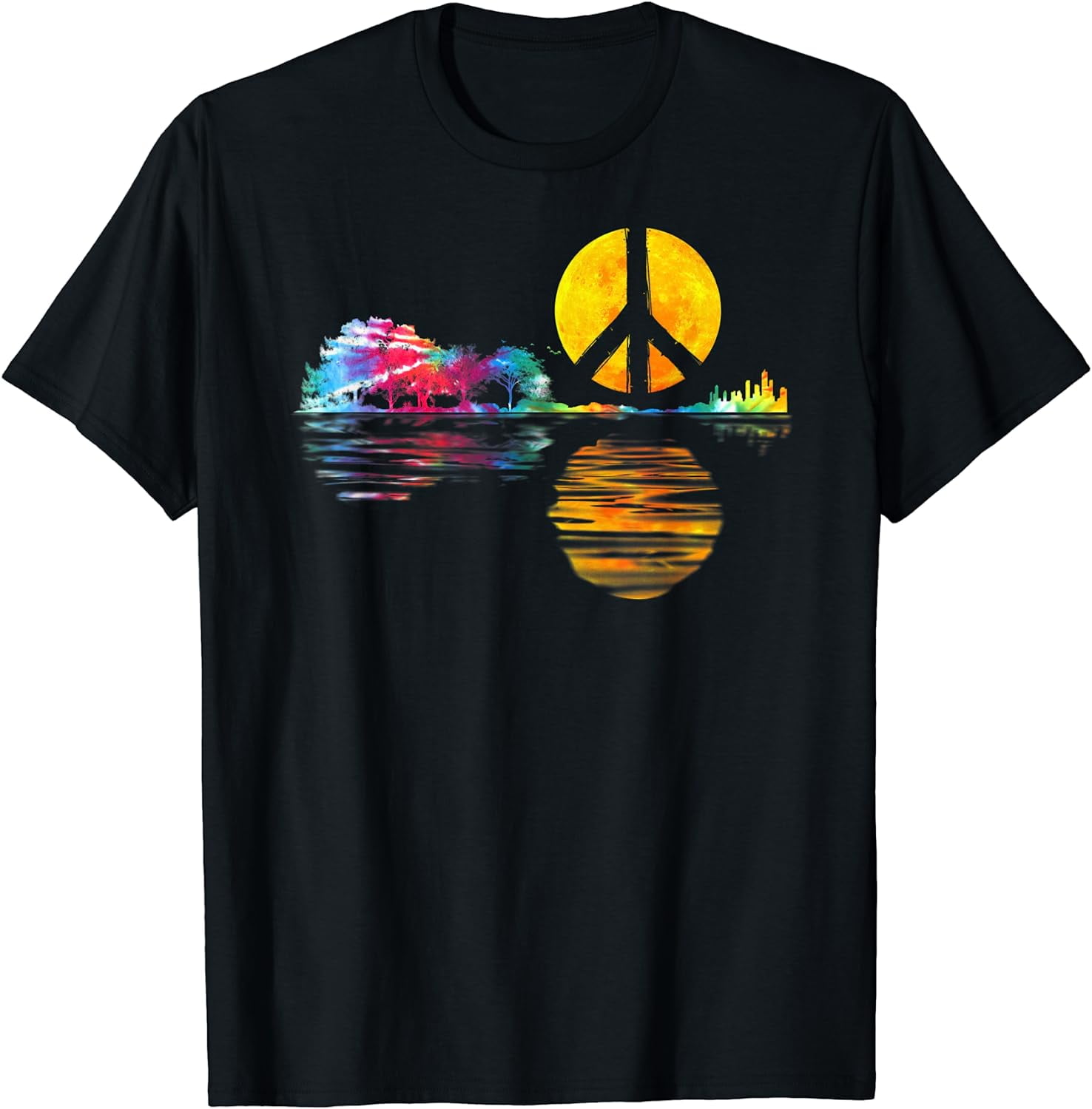 Hippie Guitar Moon I Guitarist Musician Peace Sign T-Shirt - Walmart.com