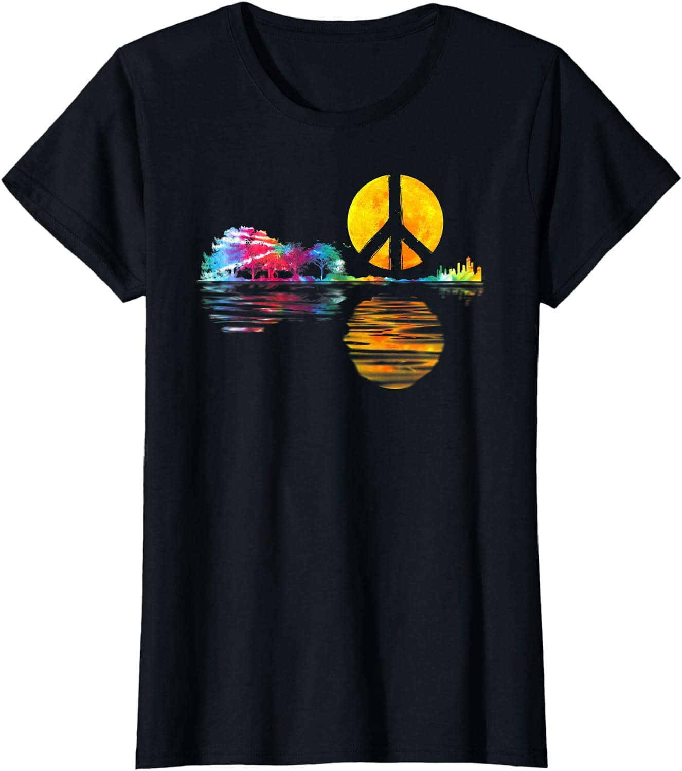 Hippie Guitar Moon I Guitarist Musician Peace Sign T-Shirt - Walmart.com