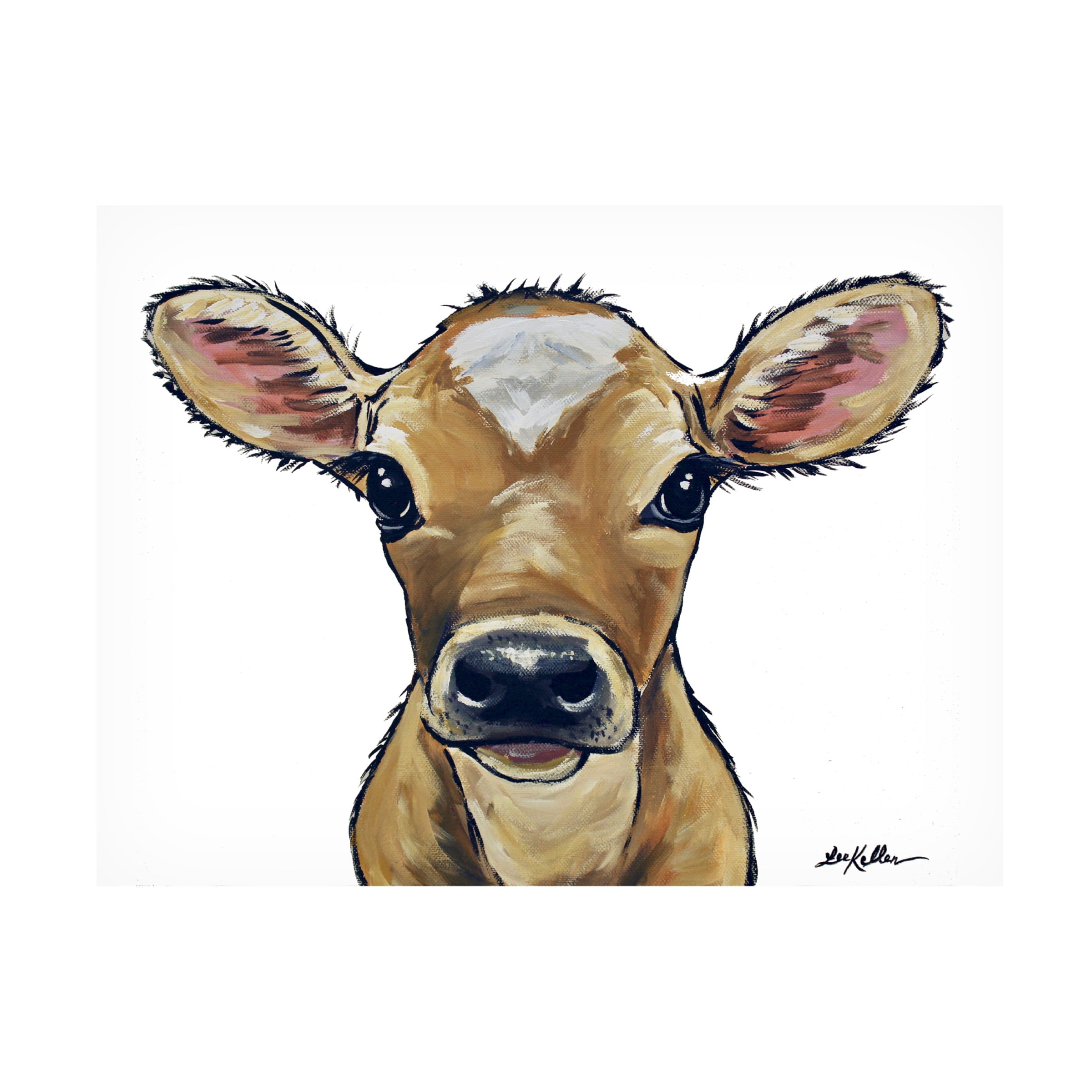 Hippie Hound Studios 'Cow Bambi White' Canvas Art - Walmart.com