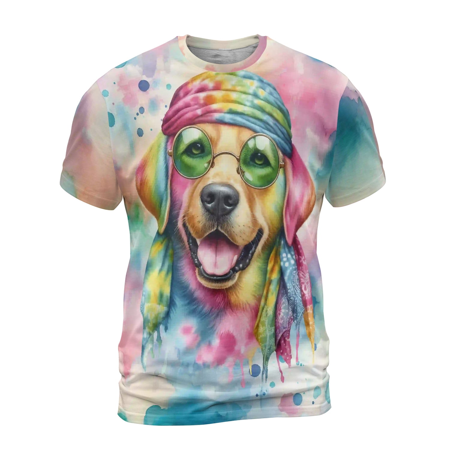 Hippie Labrador Retriever Portrait Watercolor Tie-Dye Vintage Styles ...