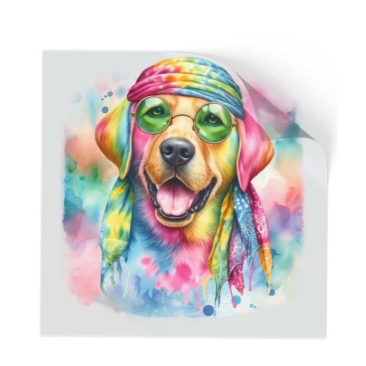 Hippie Labrador Retriever Portrait Watercolor Tie-Dye Vintage Styles ...