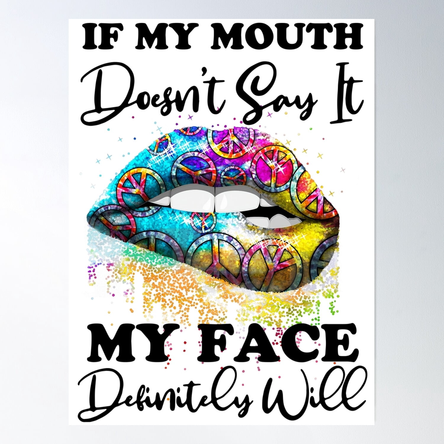 Hippie Lip Poster Wall Art, Modern Wall Decor, 16x24 UNFRAMED - Walmart.com