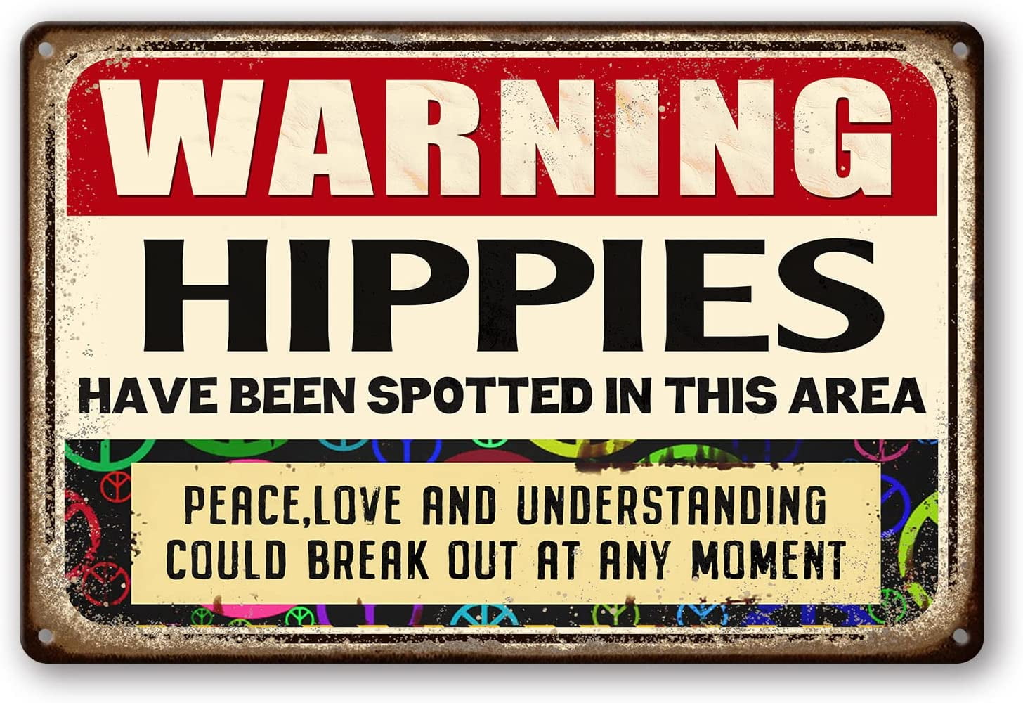 Hippie Metal Tin Sign Warning Signs Welcome Decorative Sign & Plaques Funny Hippie Use Side Door ...