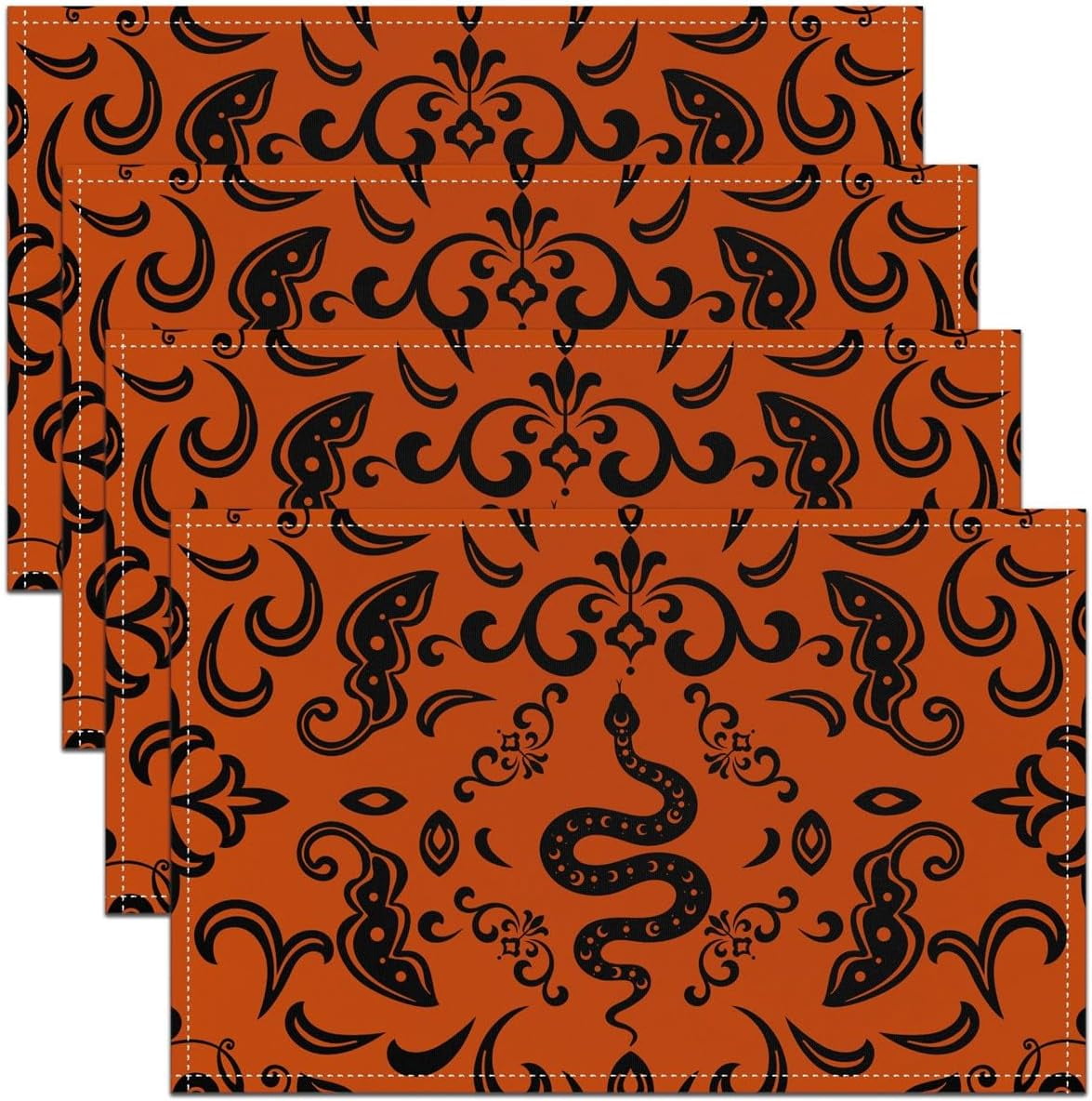 Hippie Moth Gothic Place Mats 12x18 Inch-Set of 4 Retro Baroque Damask ...