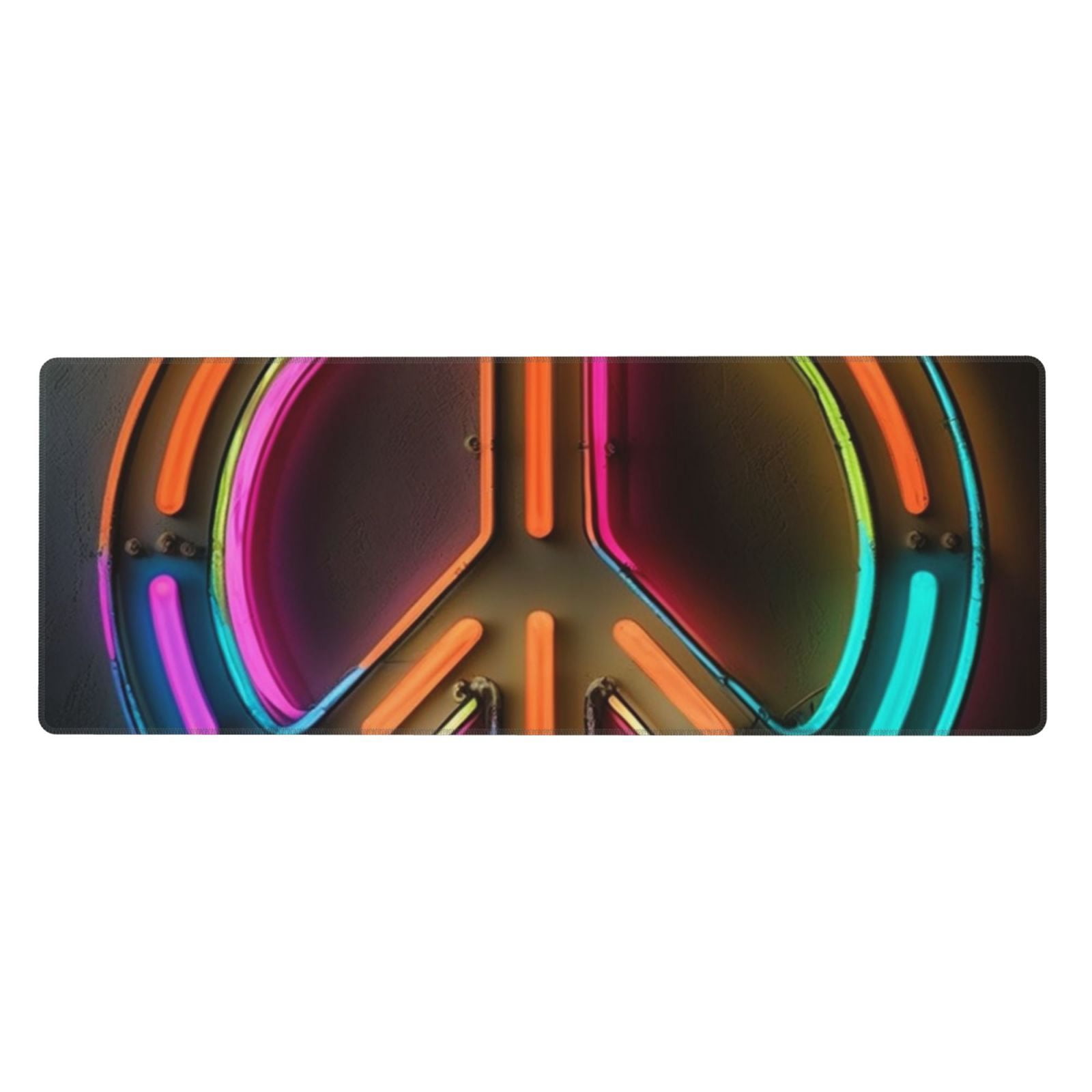 Hippie Neon Peace Sign Vintage Mouse Pad Extended Large Gaming Mousepad ...