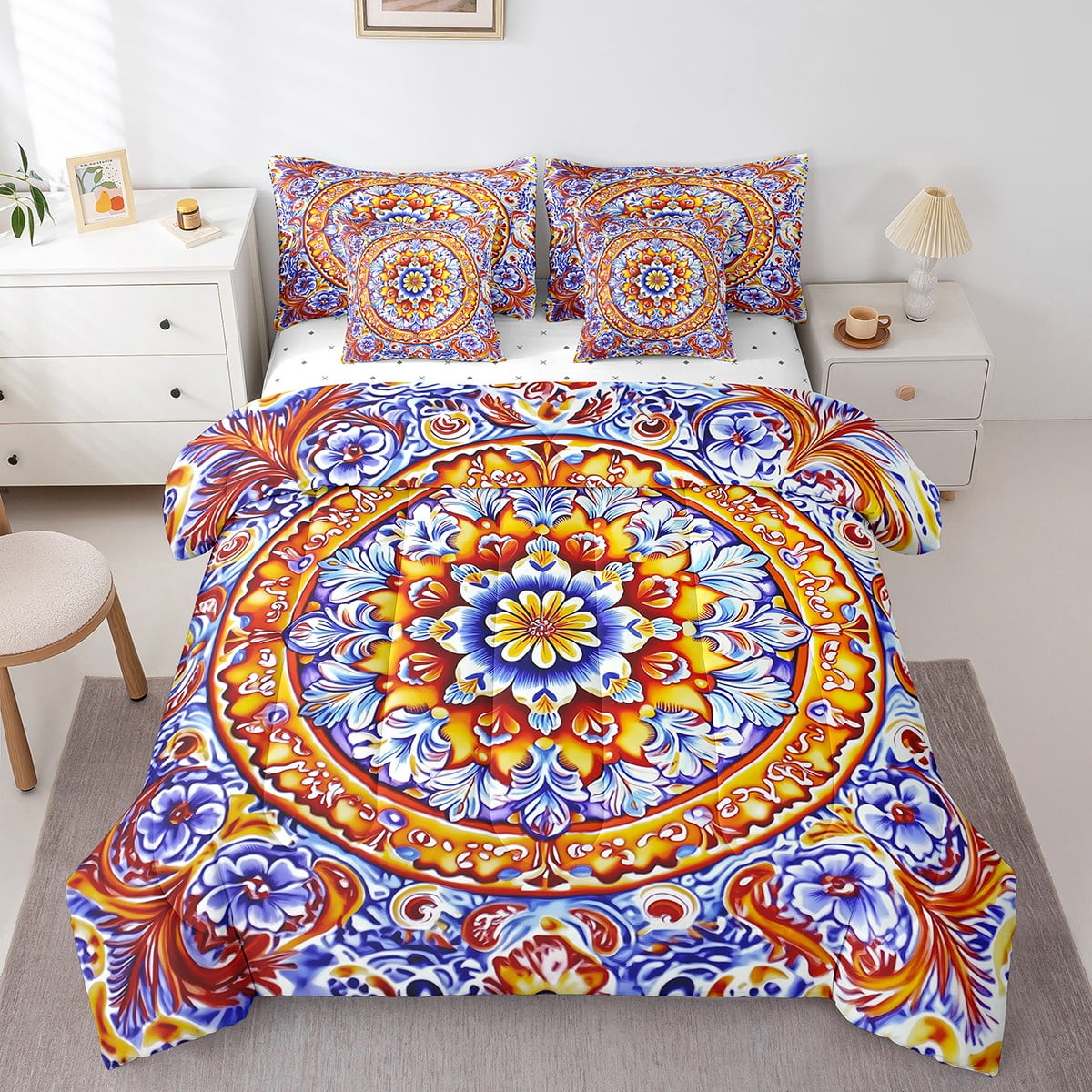 Hippie Paisley Bedding Set Full Size,Bohemian Mandala Comforter Set ...