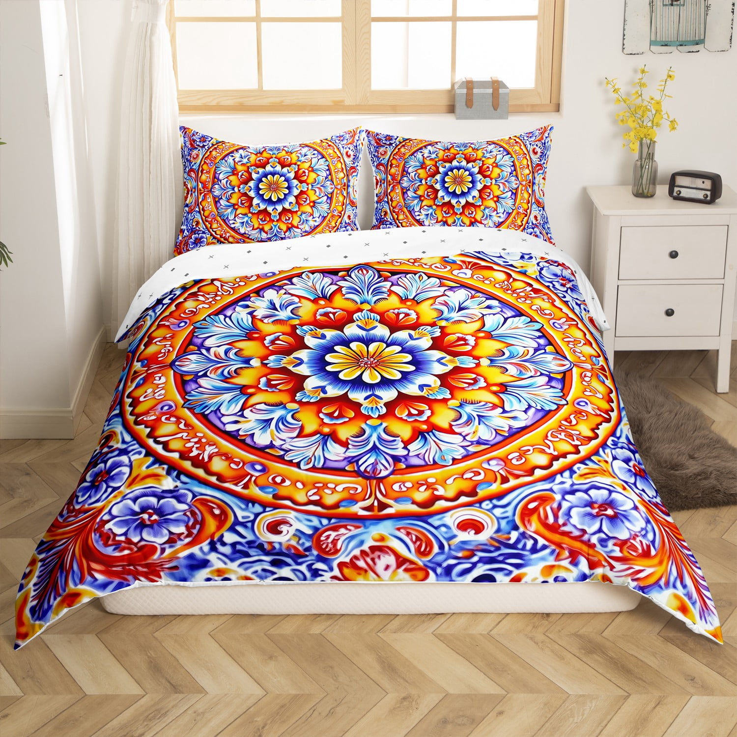 Hippie Paisley Comforter Cover Queen Size,Bohemian Mandala Bedspread ...