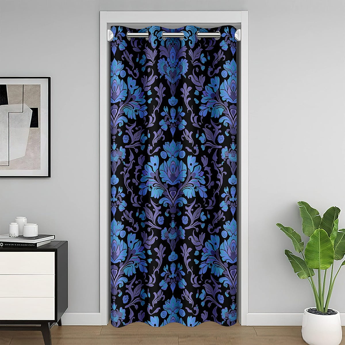 Hippie Paisley Door Drape,Bohemian Gothic Floral Door Curtain for ...
