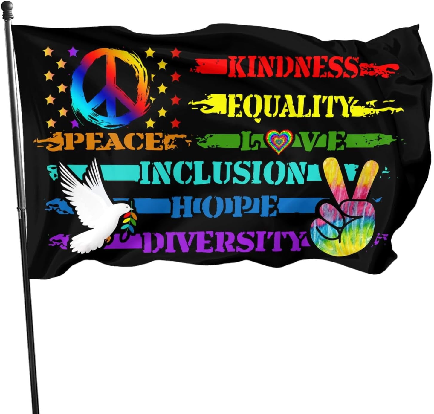 Hippie Peace Sign And Love Flag Hope Kindness Equality Inclusion ...