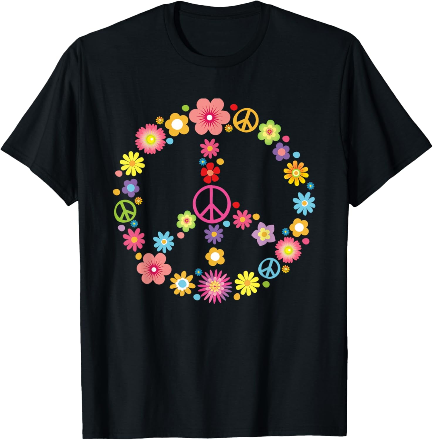 Hippie Peace Sign Flower Power Peace Sign World Peace T-Shirt men and ...