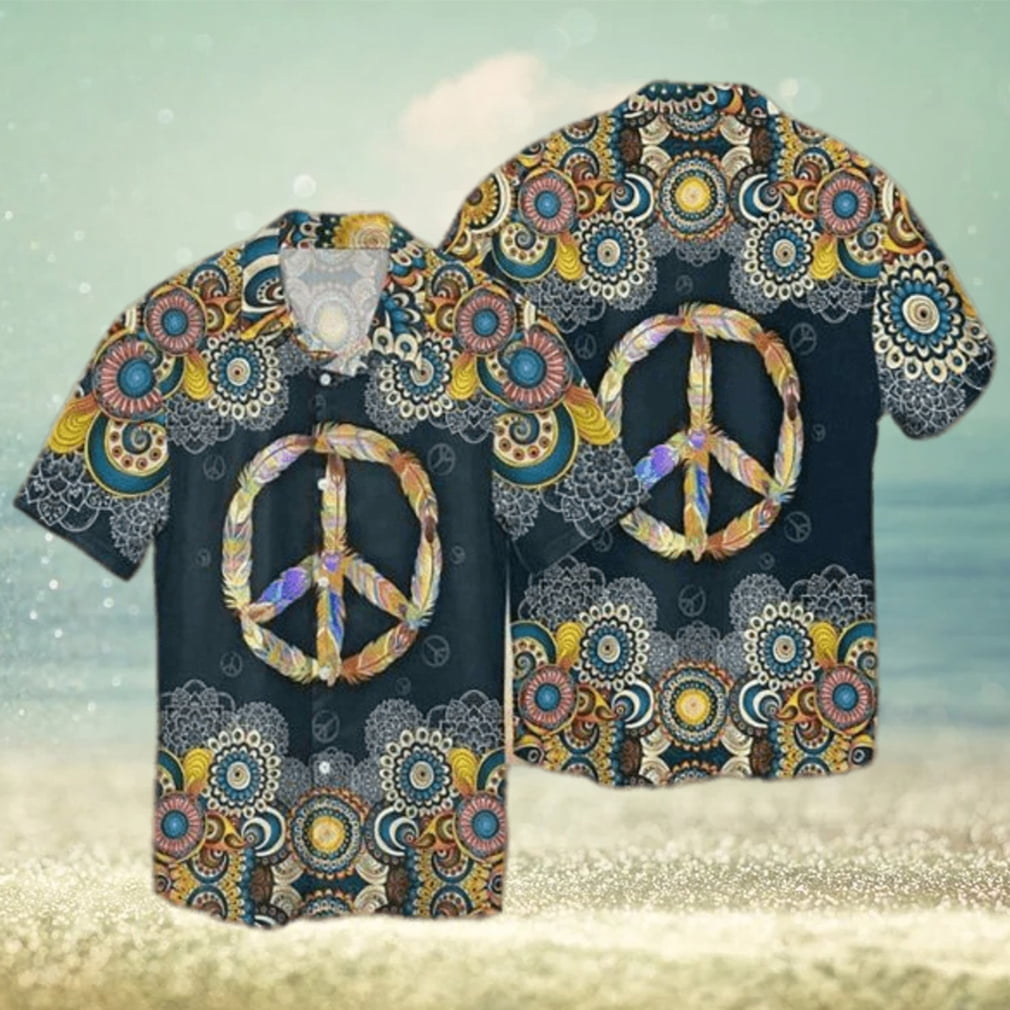 Hippie Peace Sign Funny Hawaiian Shirt, Hawaiian Button Up Shirt ...