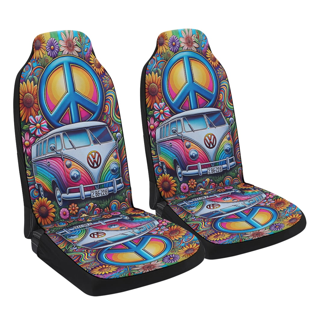 Hippie Peace Sign Hippie Van Seat Covers Cars, Car Truck SUV 2 Piec ...
