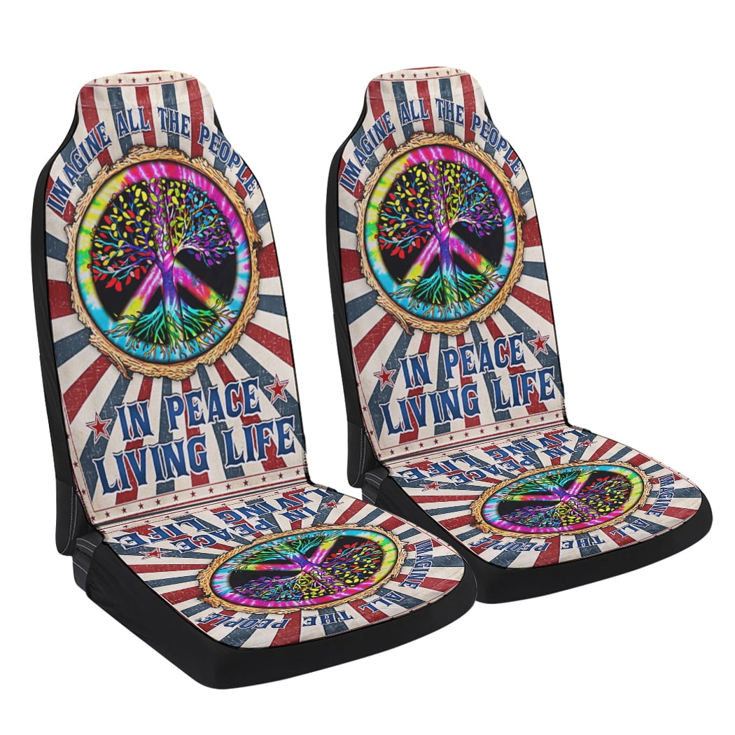 Hippie Peace Sign Imagine All The People Living Life In Peace Seat ...