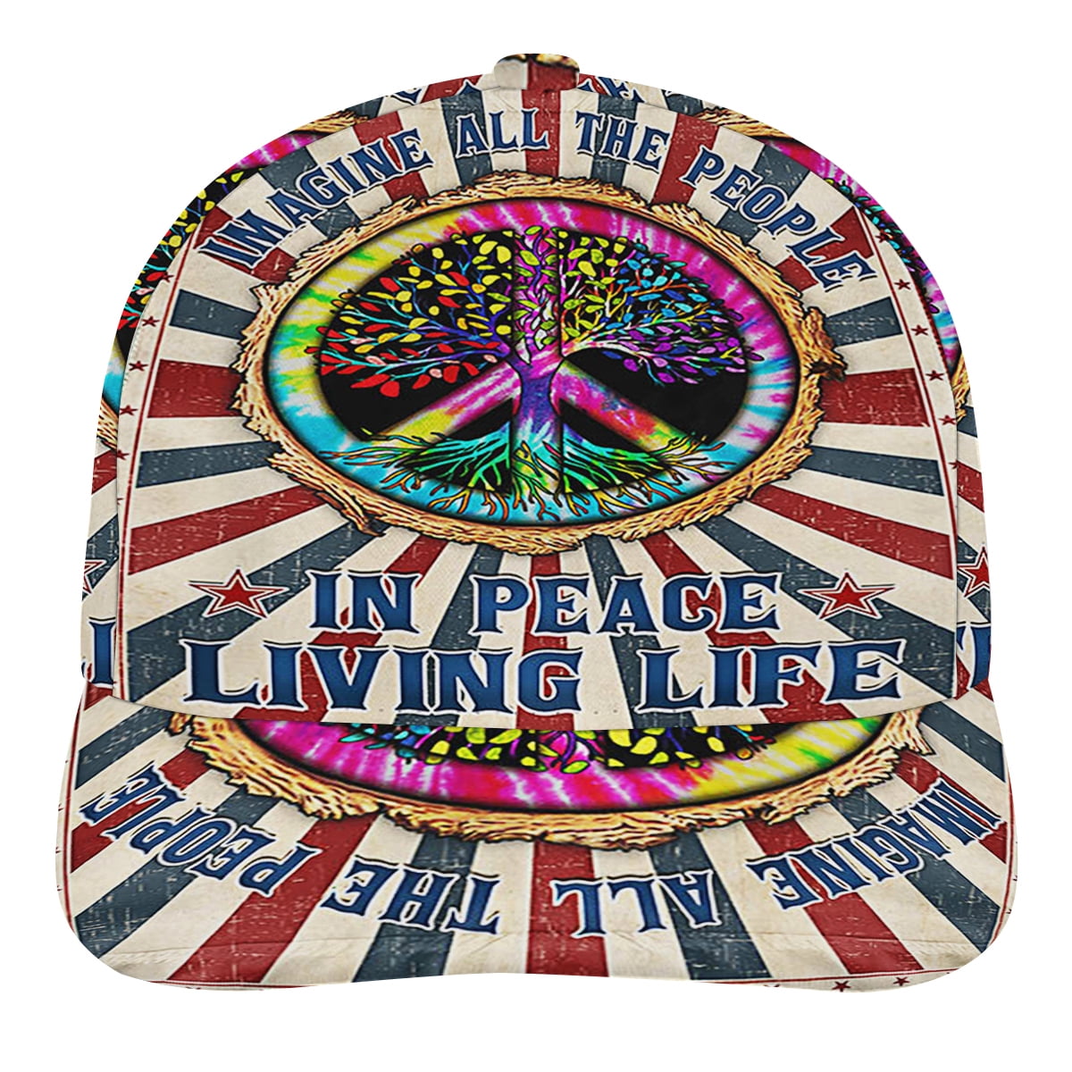 Hippie Peace Sign Imagine All The People Living Life In Peace baseball ...