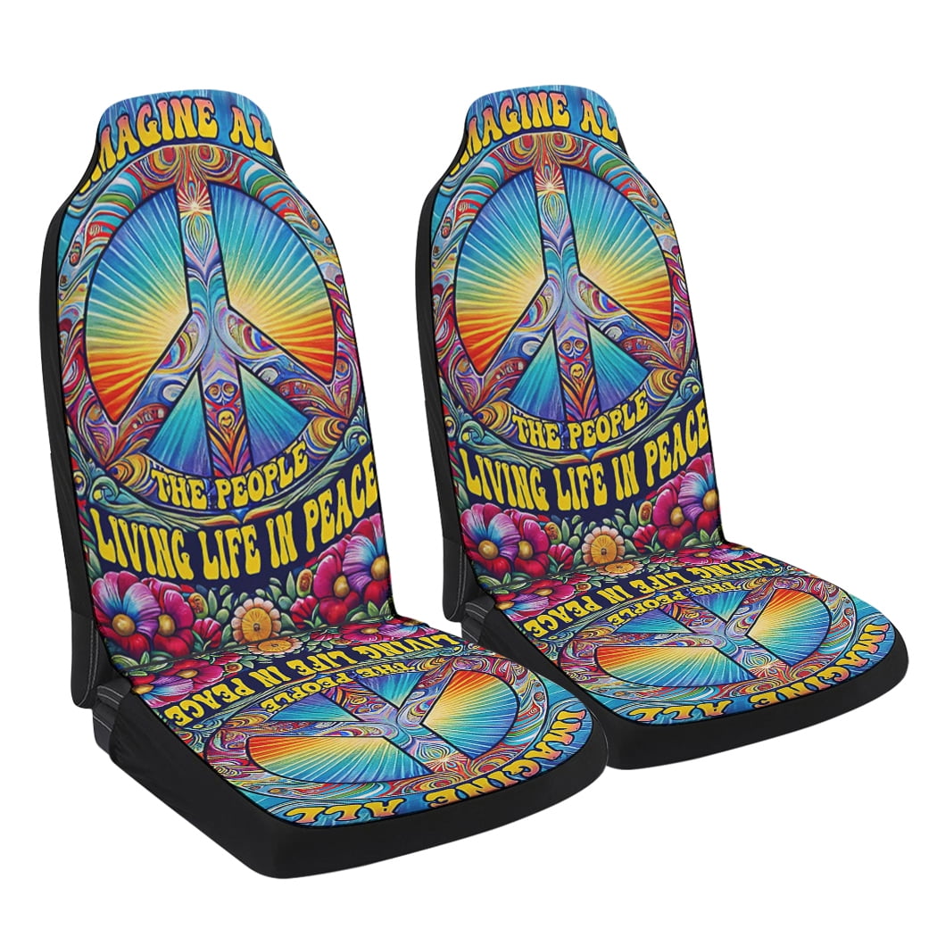 Hippie Peace Sign Imagine All The People Living Life in Peace Seat ...