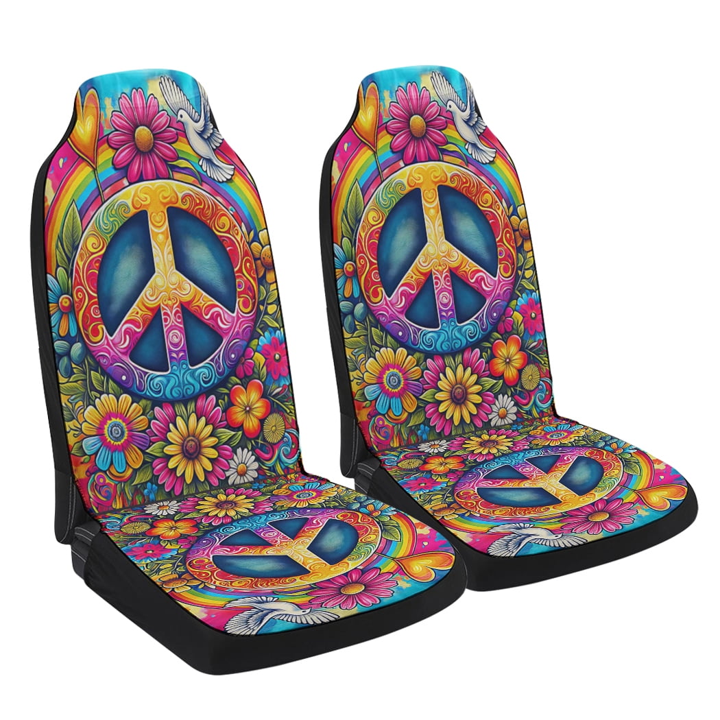 Hippie Peace Sign Seat Covers Cars, Car Truck SUV 2 Piec - Walmart.com