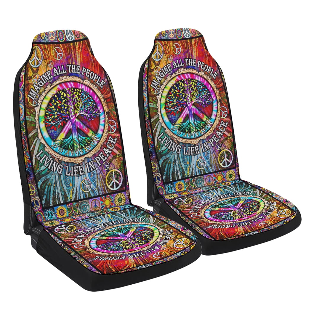 Hippie Peace Sign Tree Of Life Hippie Seat Covers Cars, Car Truck SUV 2 ...