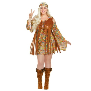 Peace and Love Hippie Women's Plus Size Adult Halloween Costume, Women ...