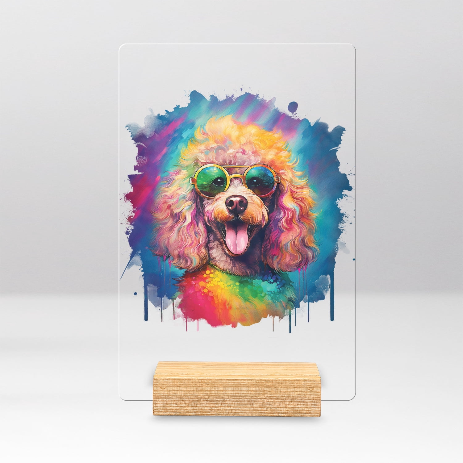 Hippie Poodle Portrait oil painting Watercolor Tie-dye Vintage Acrylic ...