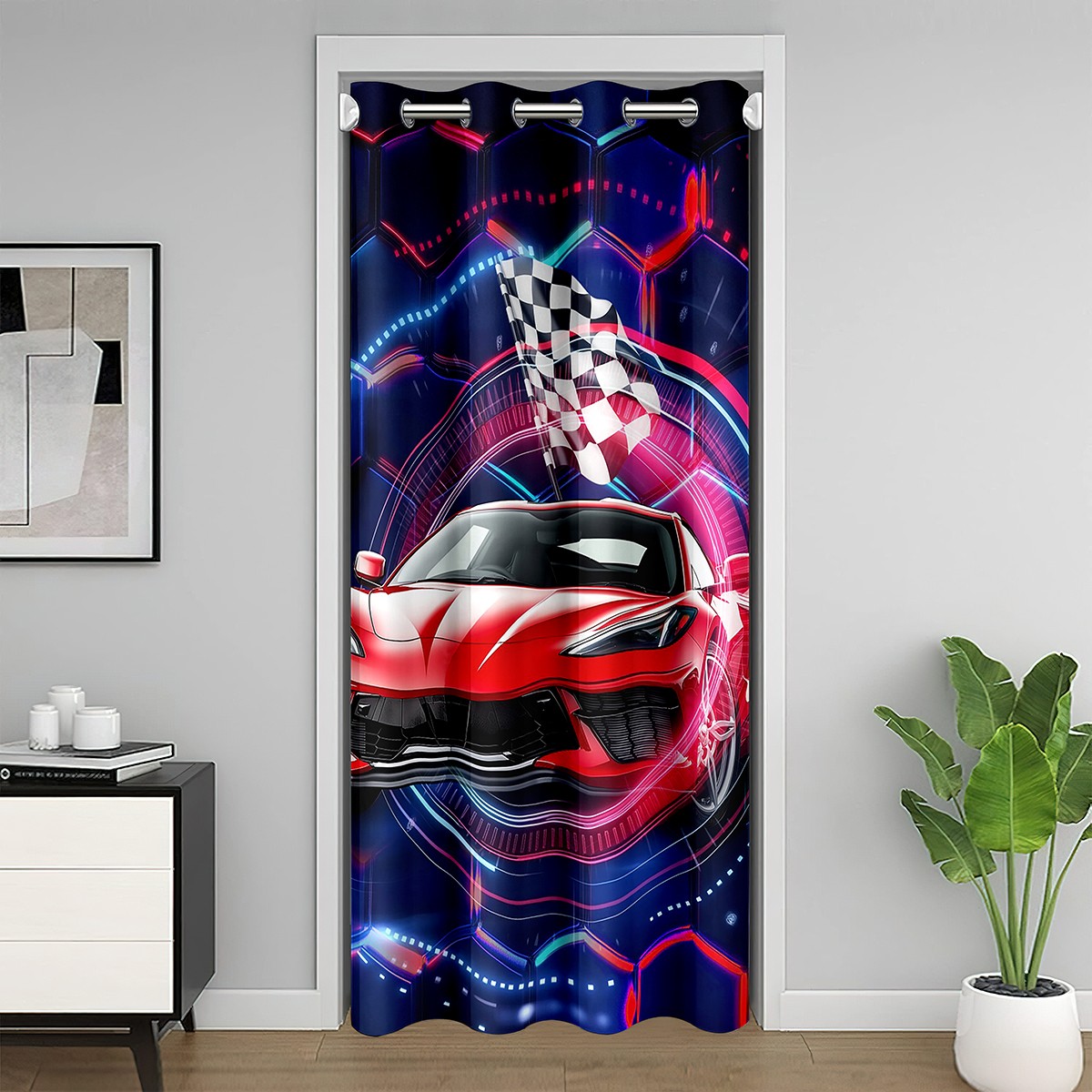 Hippie Racing Car Door Curtain for Doorway Privacy,Speed Car Blackout ...