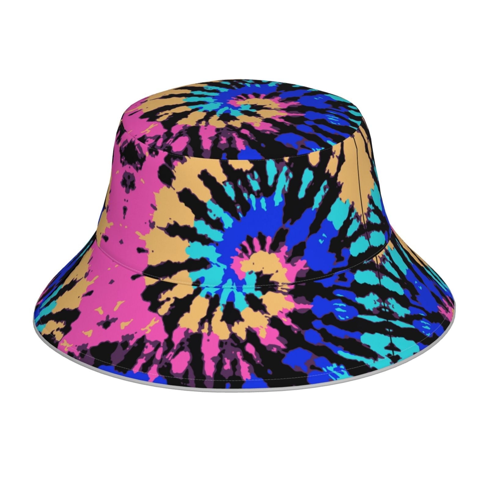 Hippie Rainbow Psychedelic Swirl Print Reflective Stripe Bucket Hat for ...
