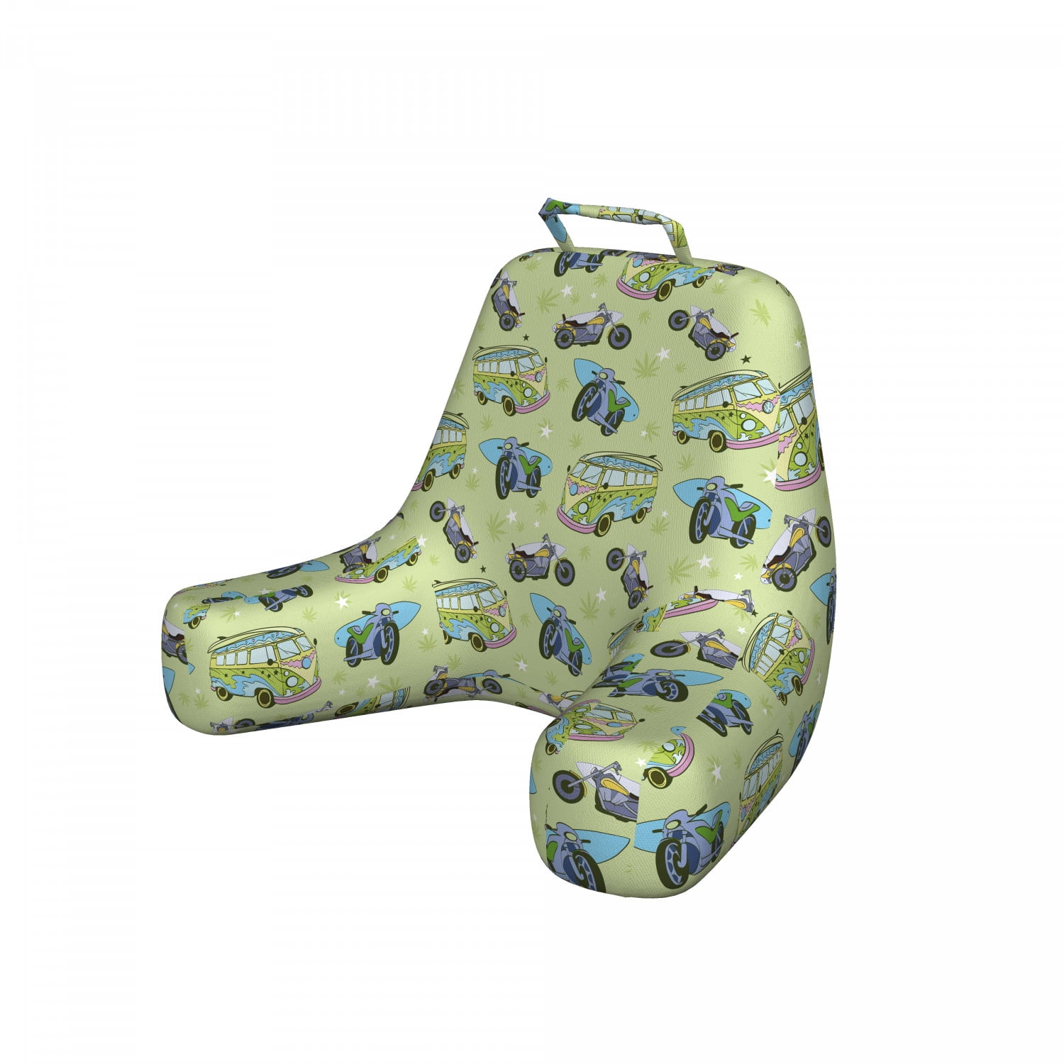 Hippie Reading Pillow Cover, Motorbikes and Buses with Retro Style ...