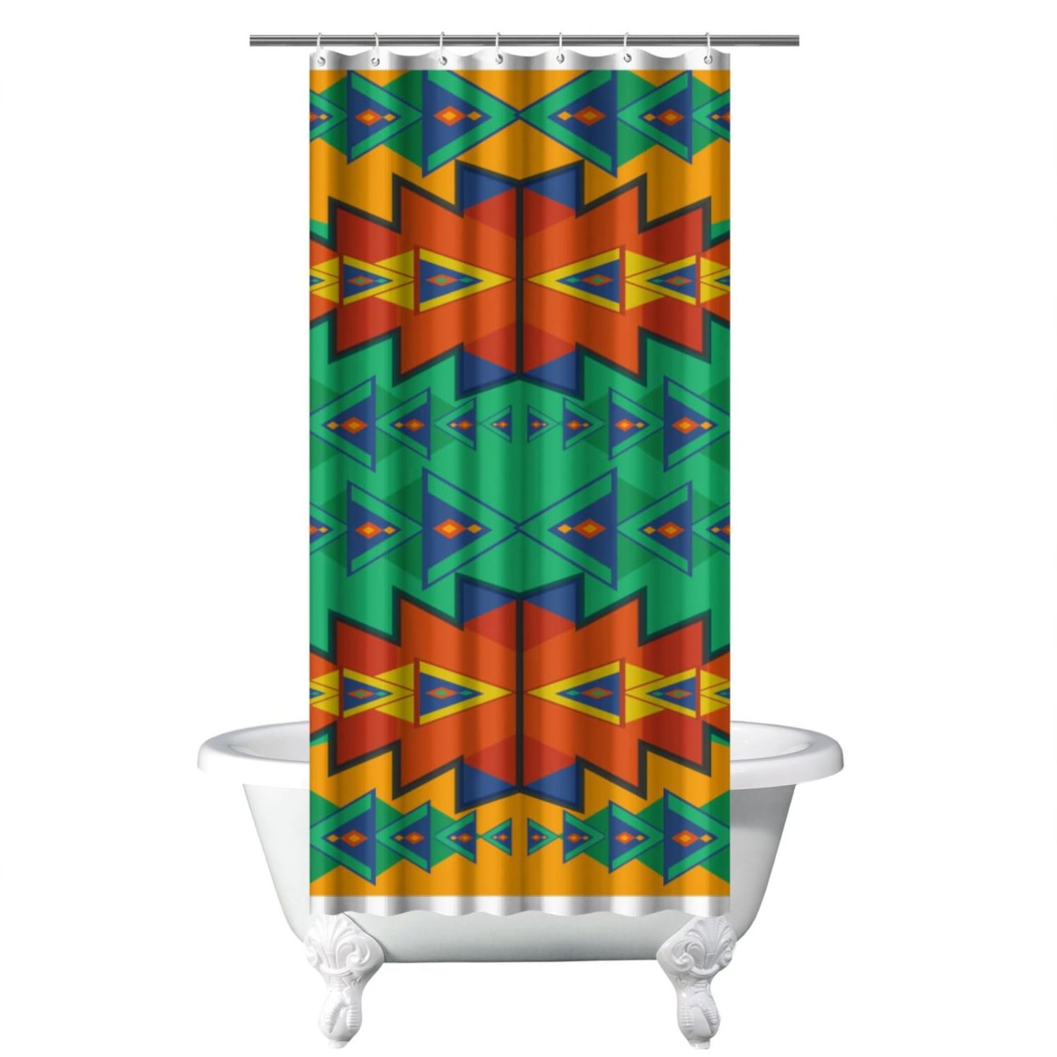 Hippie Retro Shower Curtain, Colorful Abstract Symmetrical Rustic Bath ...