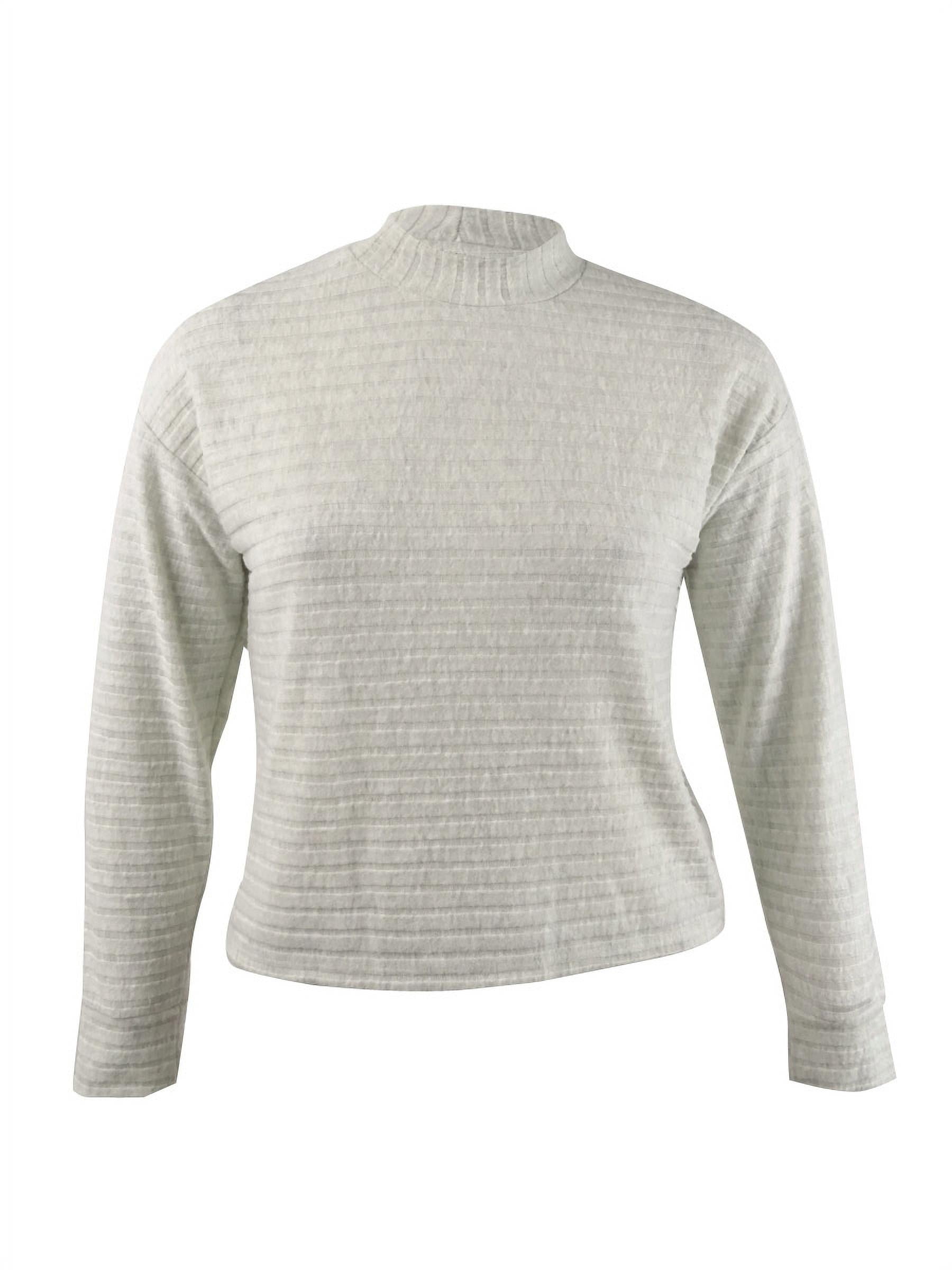 Hippie Rose Juniors' Cozy Mock-Neck Ribbed Top (S, White/Grey ...