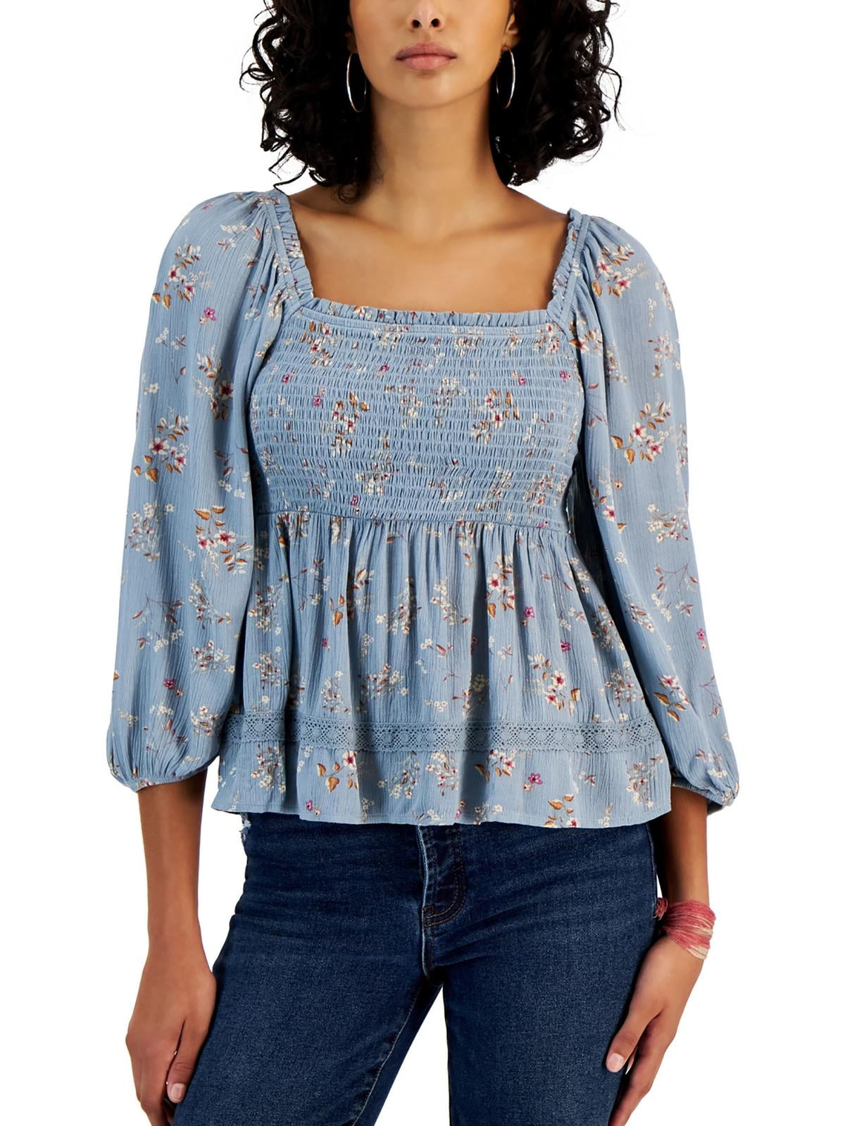 Hippie Rose Womens Square neck Long Sleeve Pullover Top - Walmart.com