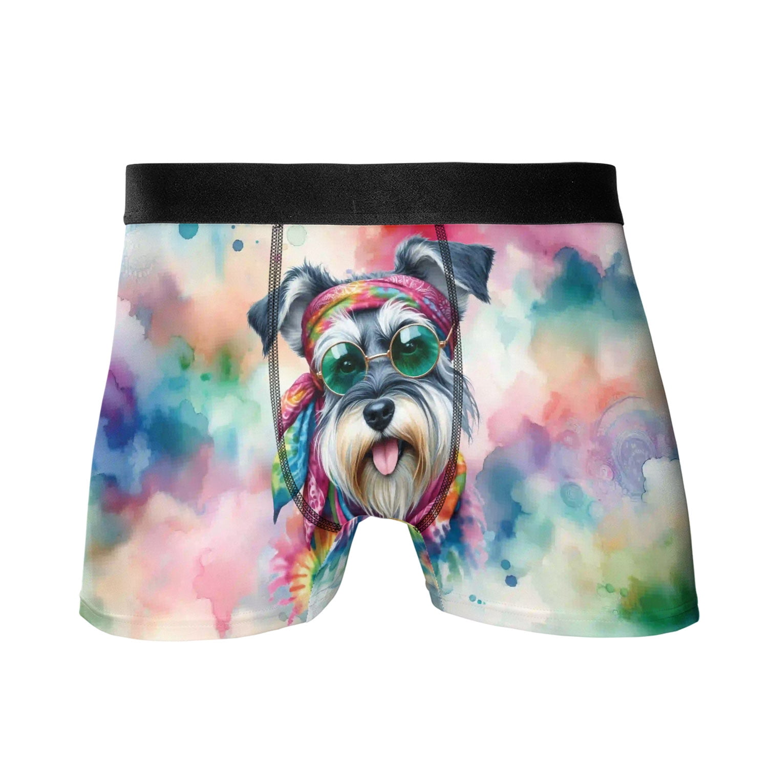 Hippie Schnauzer Portrait Watercolor Tie-Dye Vintage Styles All Over ...